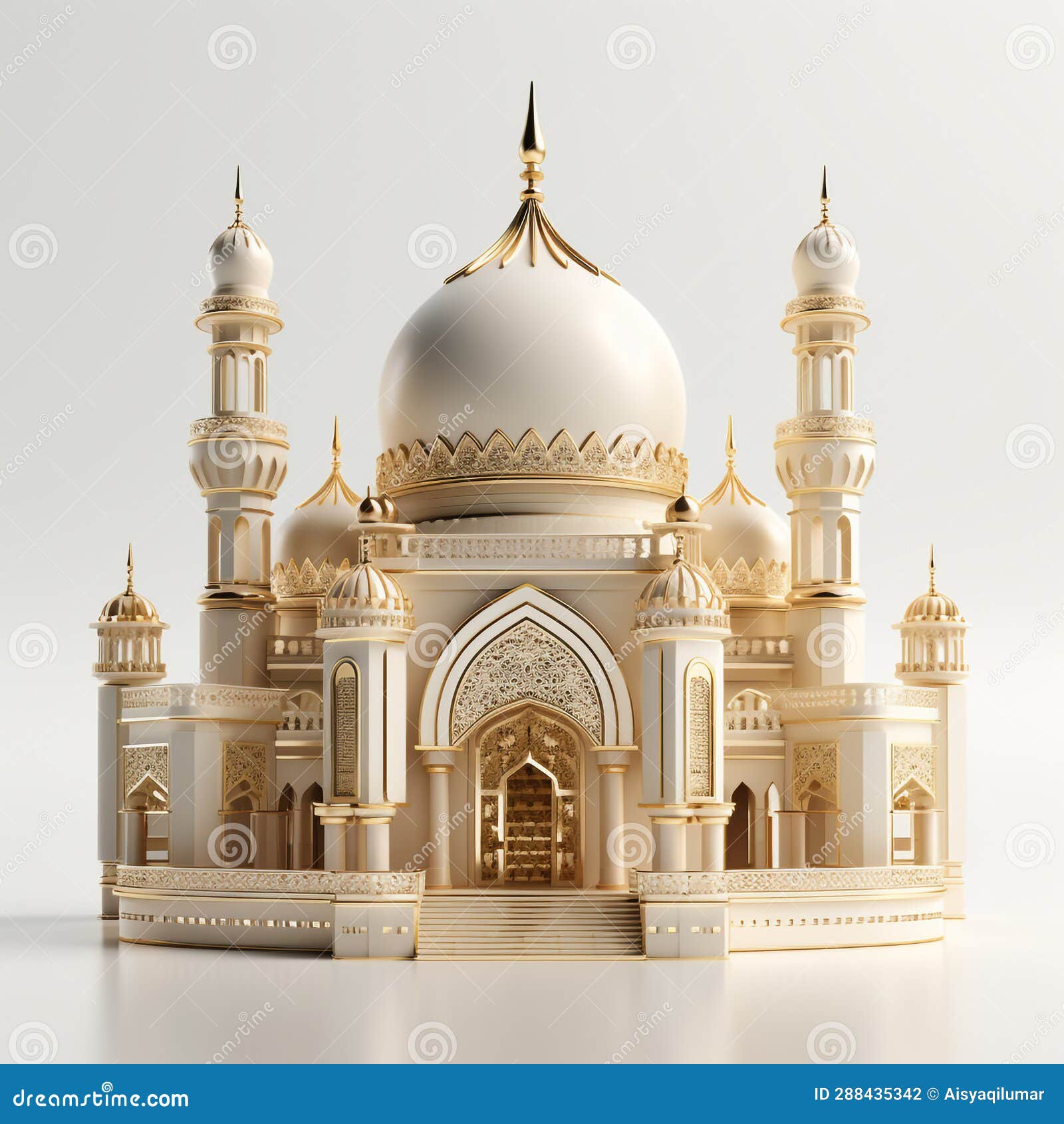 3D Model of a Small Palace with Middle Eastern Architecture Isolated on ...