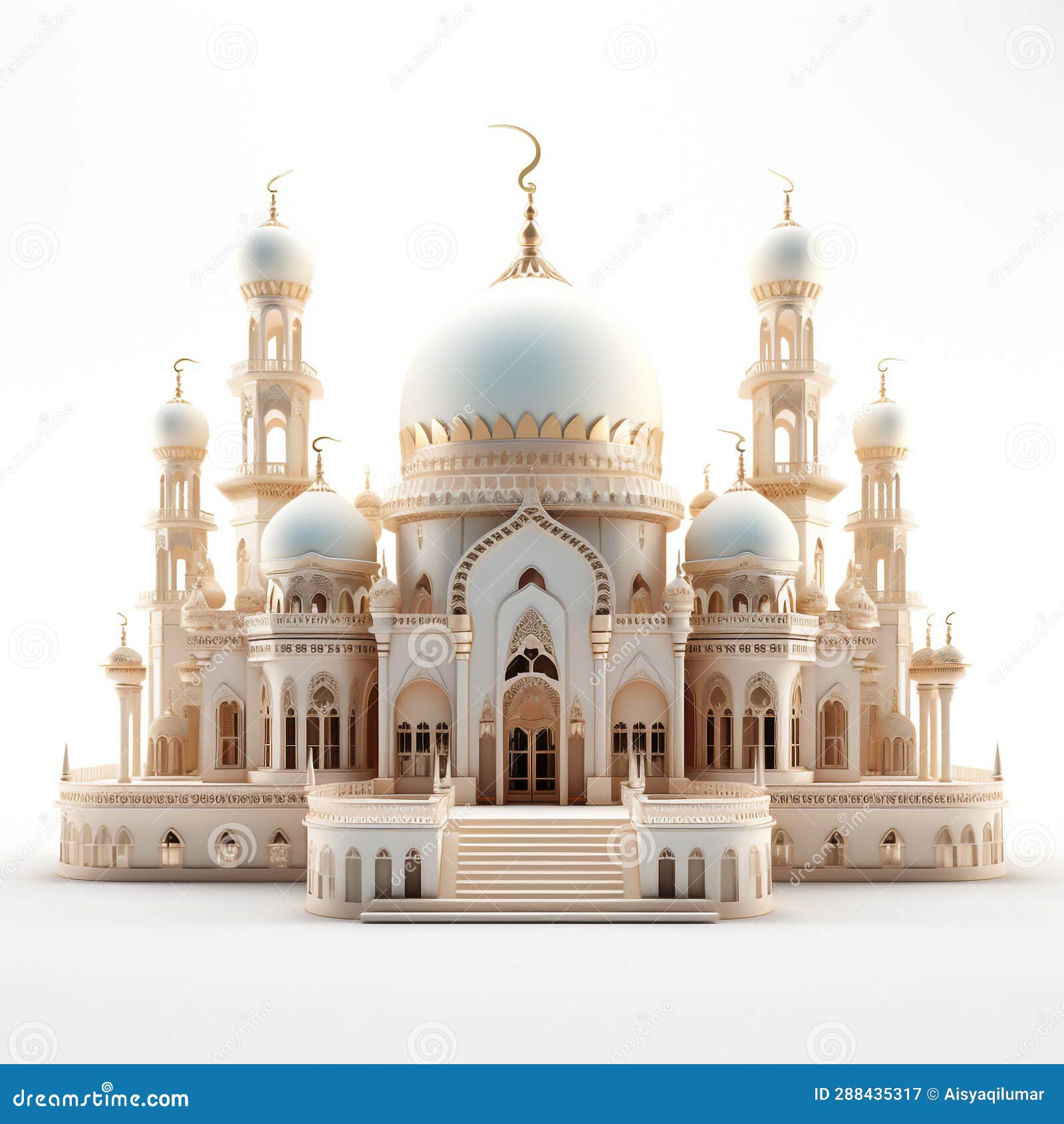 3D Model of a Small Palace with Middle Eastern Architecture Isolated on ...