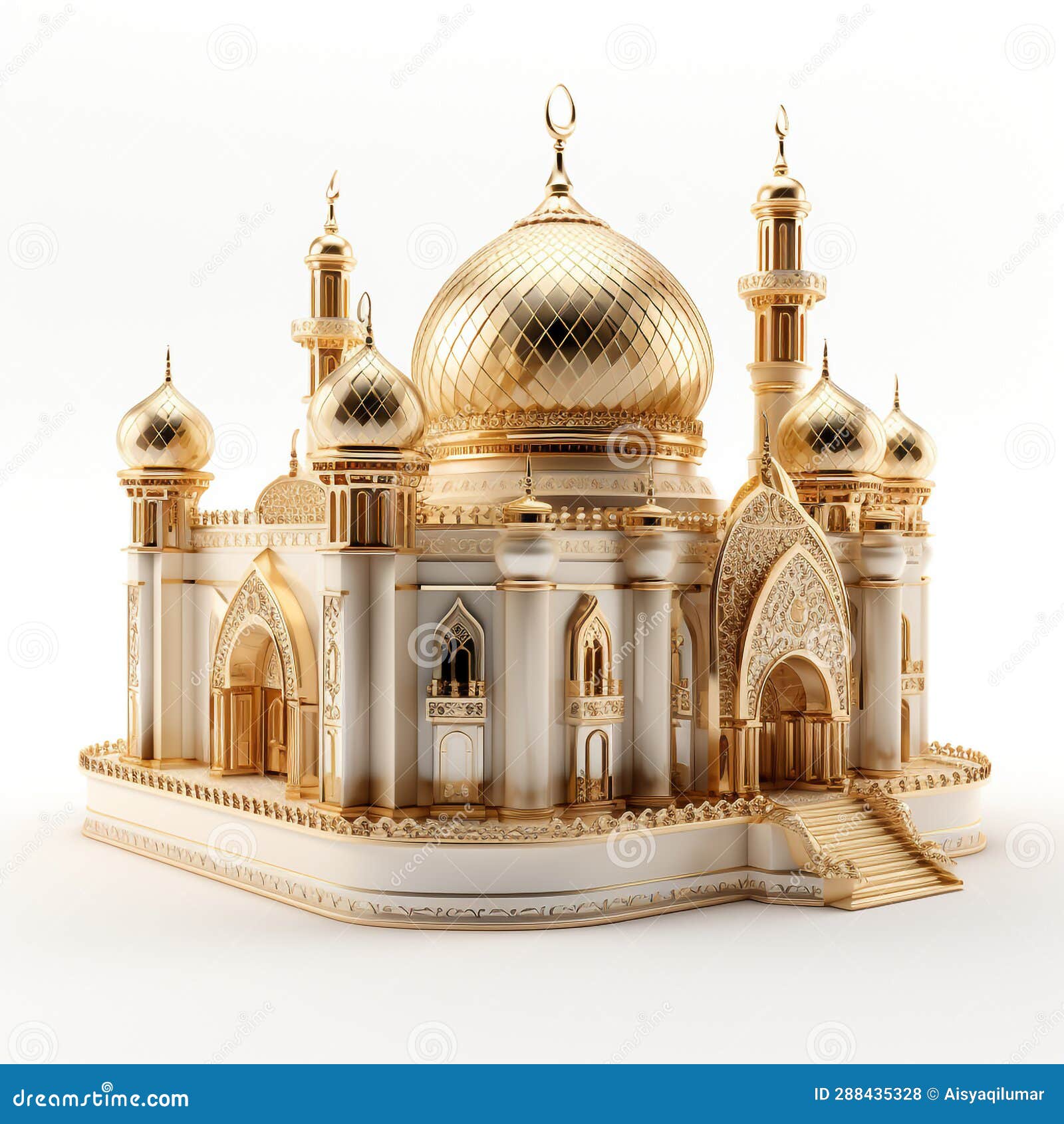3D Model of a Small Palace with Middle Eastern Architecture Isolated on ...