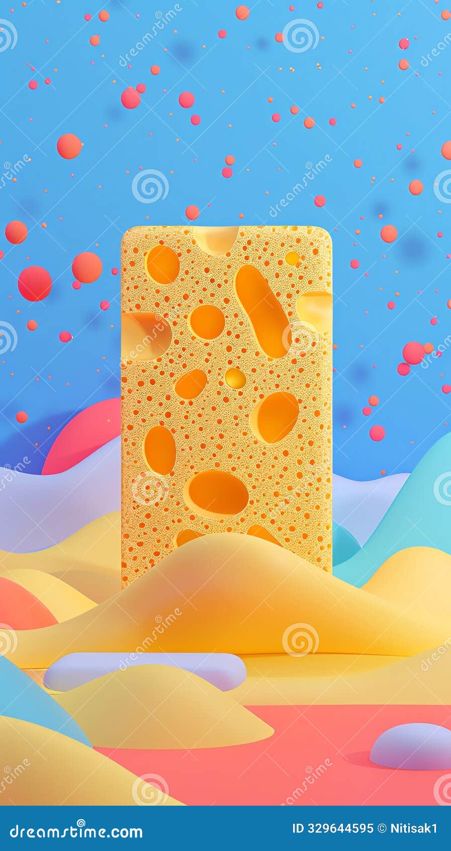 216 3D Model of a Sponge Icon with a Colorful Illustrated Background ...