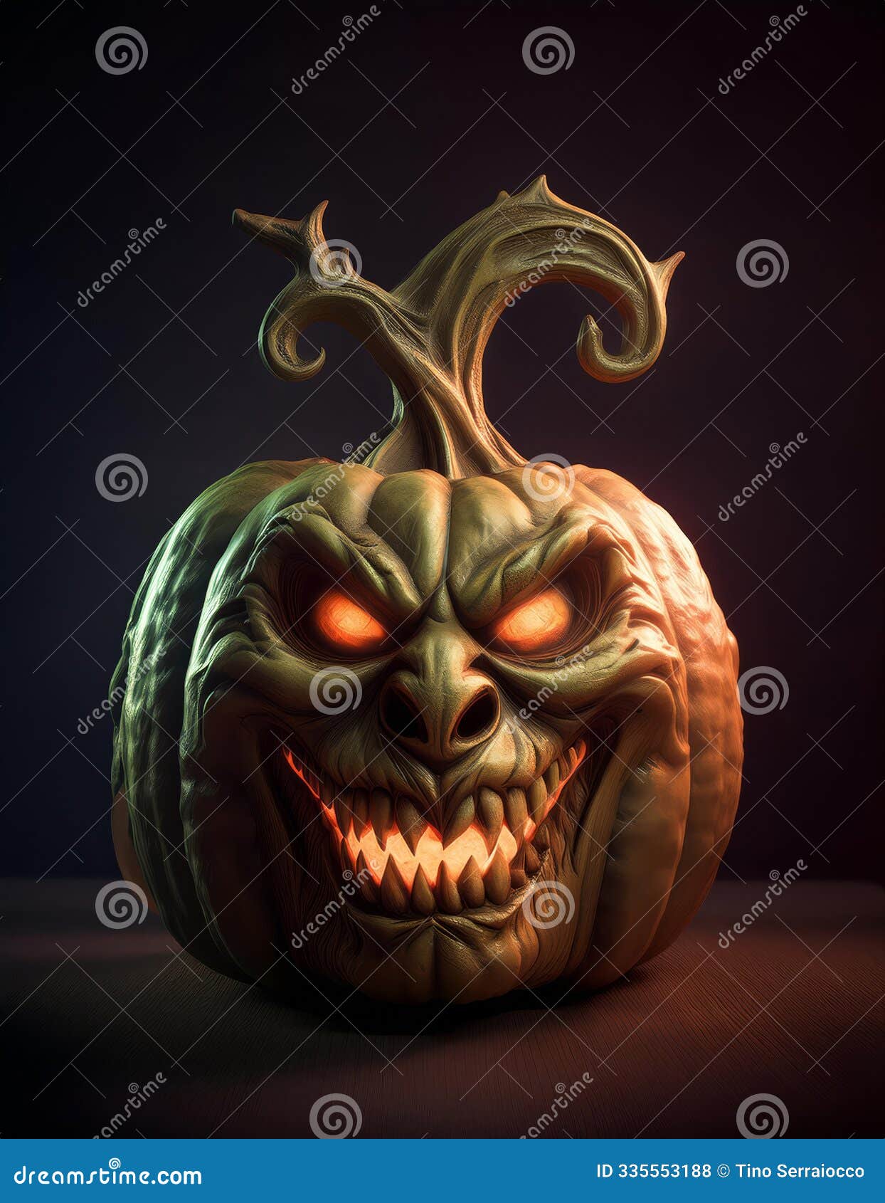 A 3D Model of a Spooky Pumpkin with Glowing Eyes and Sharp Teeth Stock ...