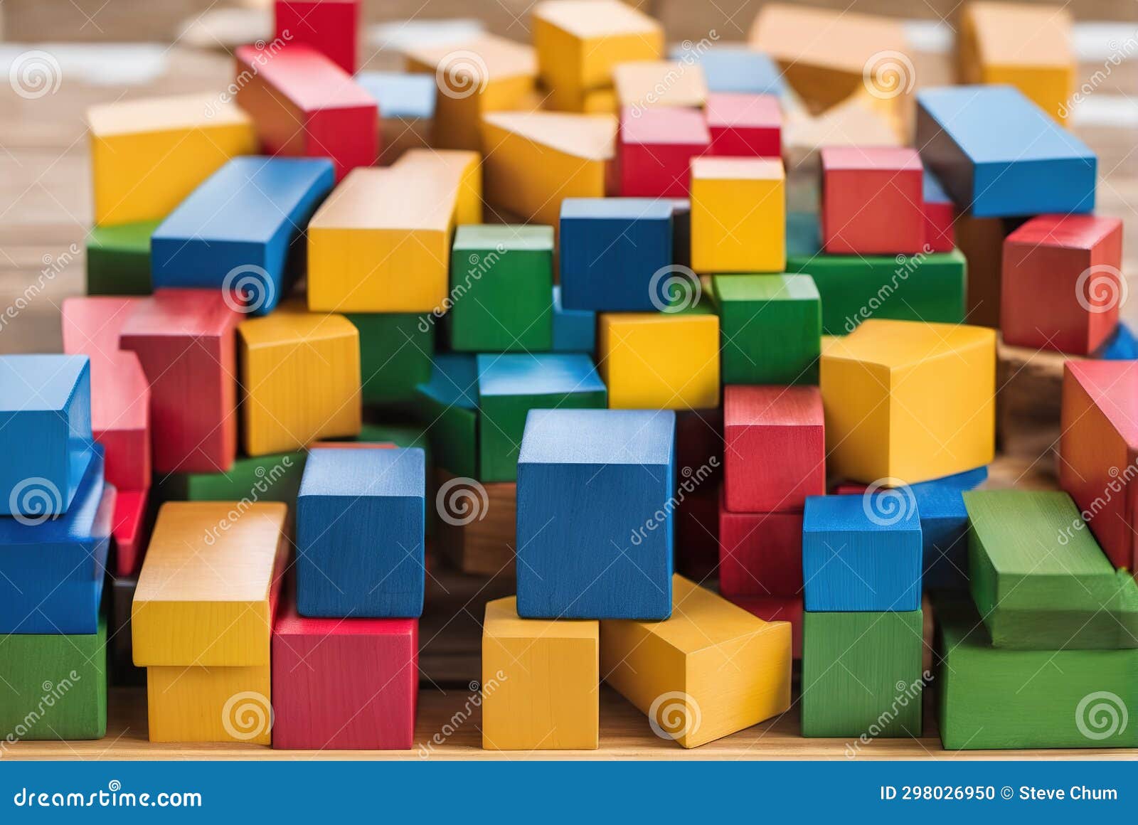 3D Model of Stack of Colorful Wooden Blocks Stock Photo - Image of game ...