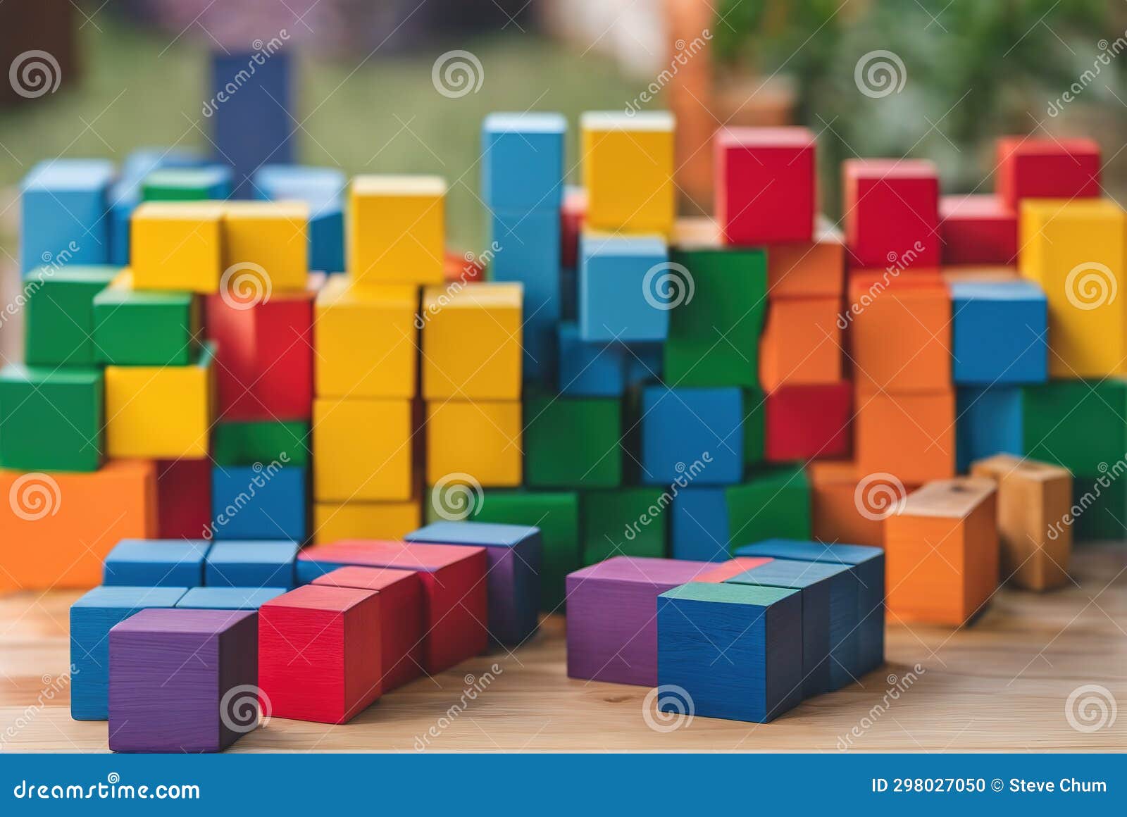3D Model of Stack of Colorful Wooden Blocks Stock Illustration ...