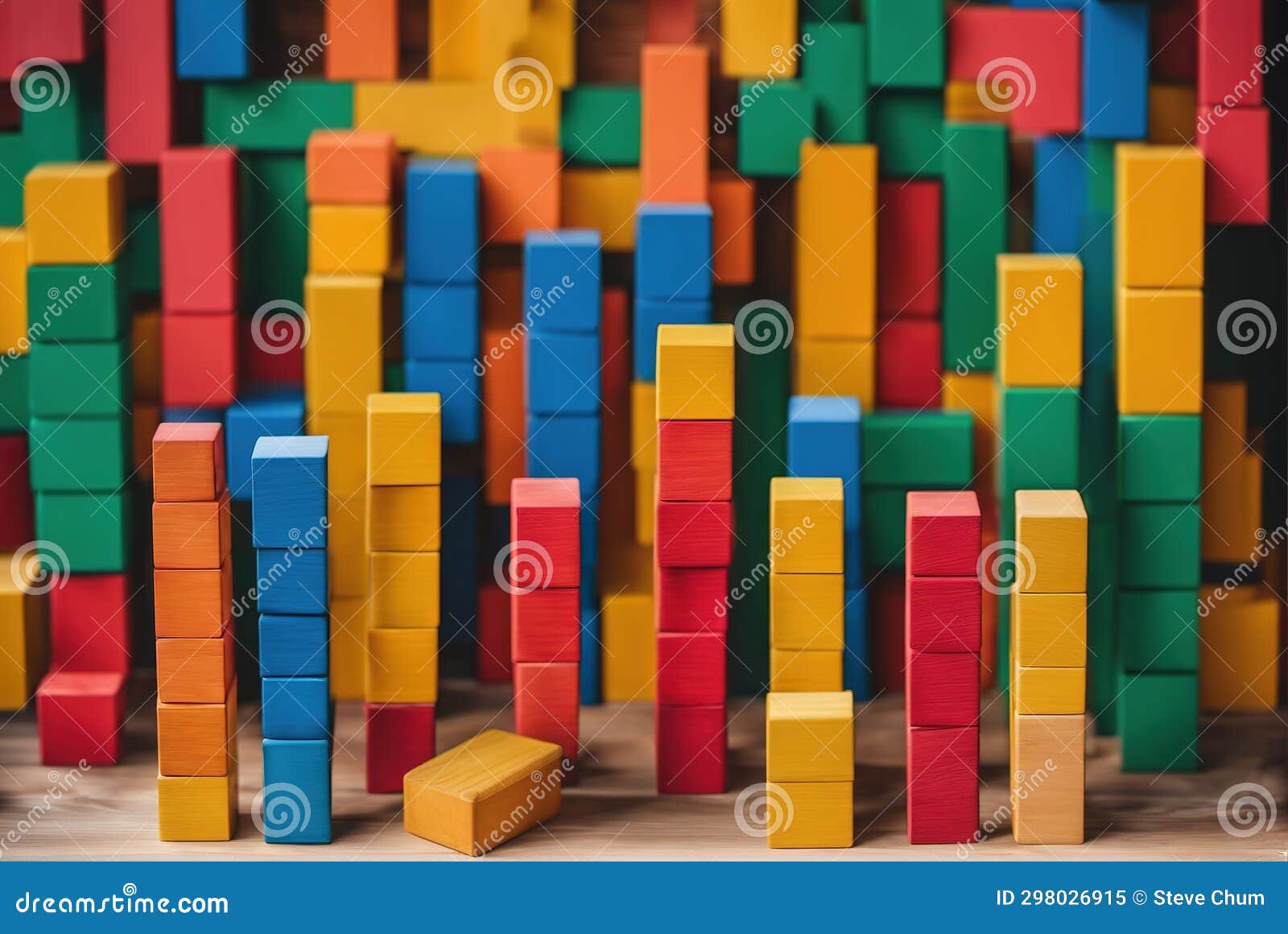 3D Model of Stack of Colorful Wooden Blocks Stock Image - Image of ...