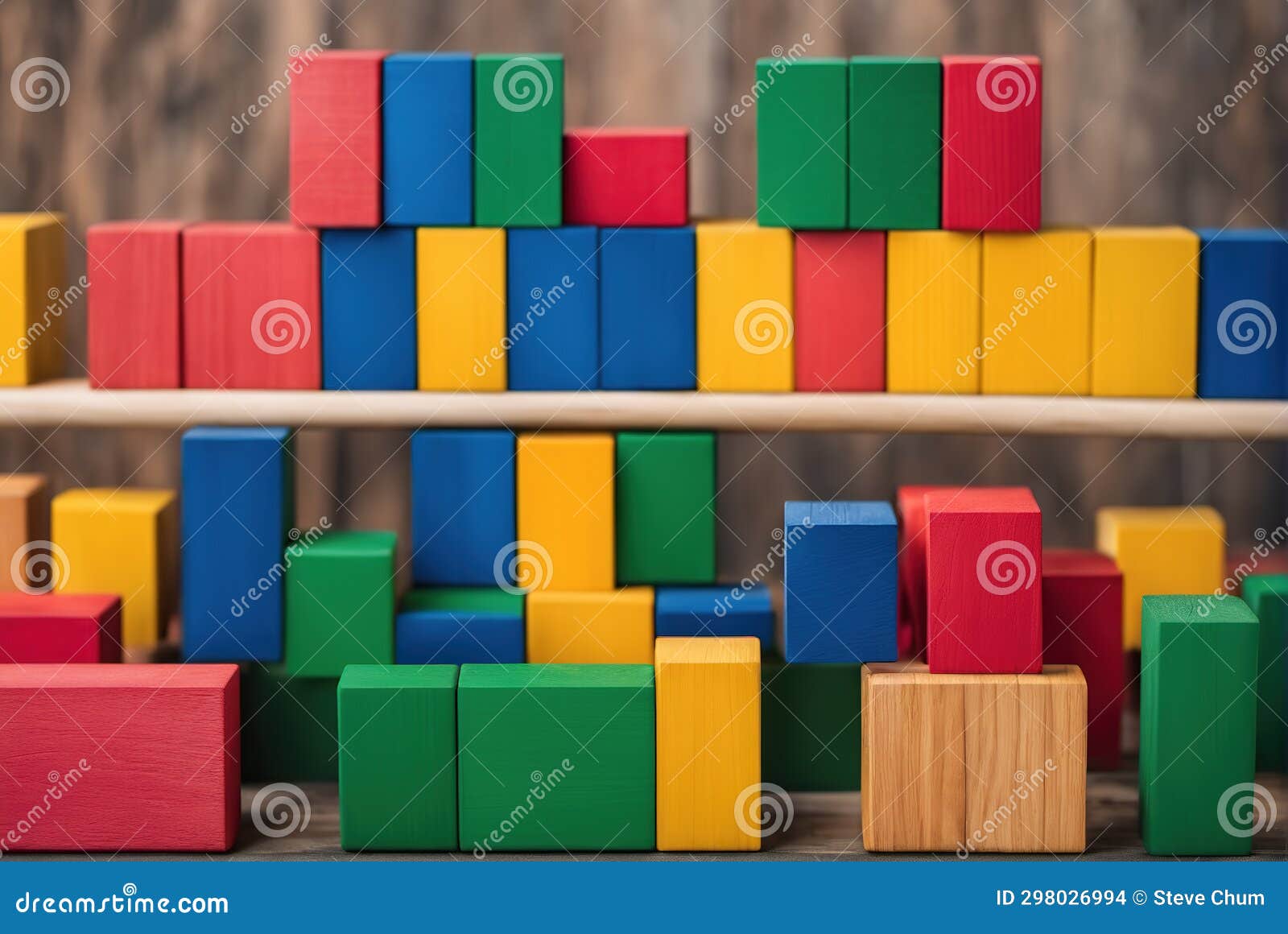 3D Model of Stack of Colorful Wooden Blocks Stock Photo - Image of ...