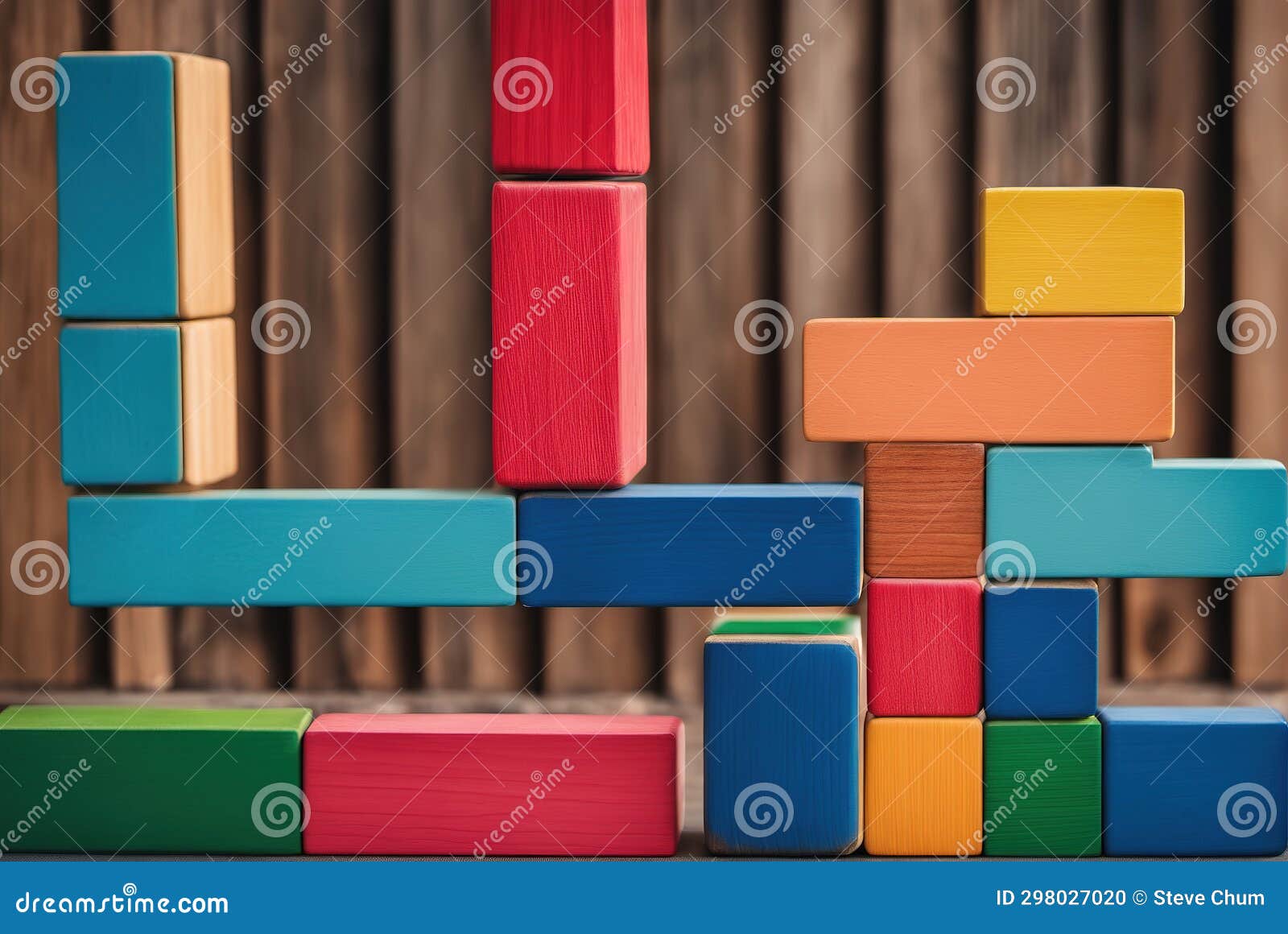 3D Model of Stack of Colorful Wooden Blocks Stock Photo - Image of ...