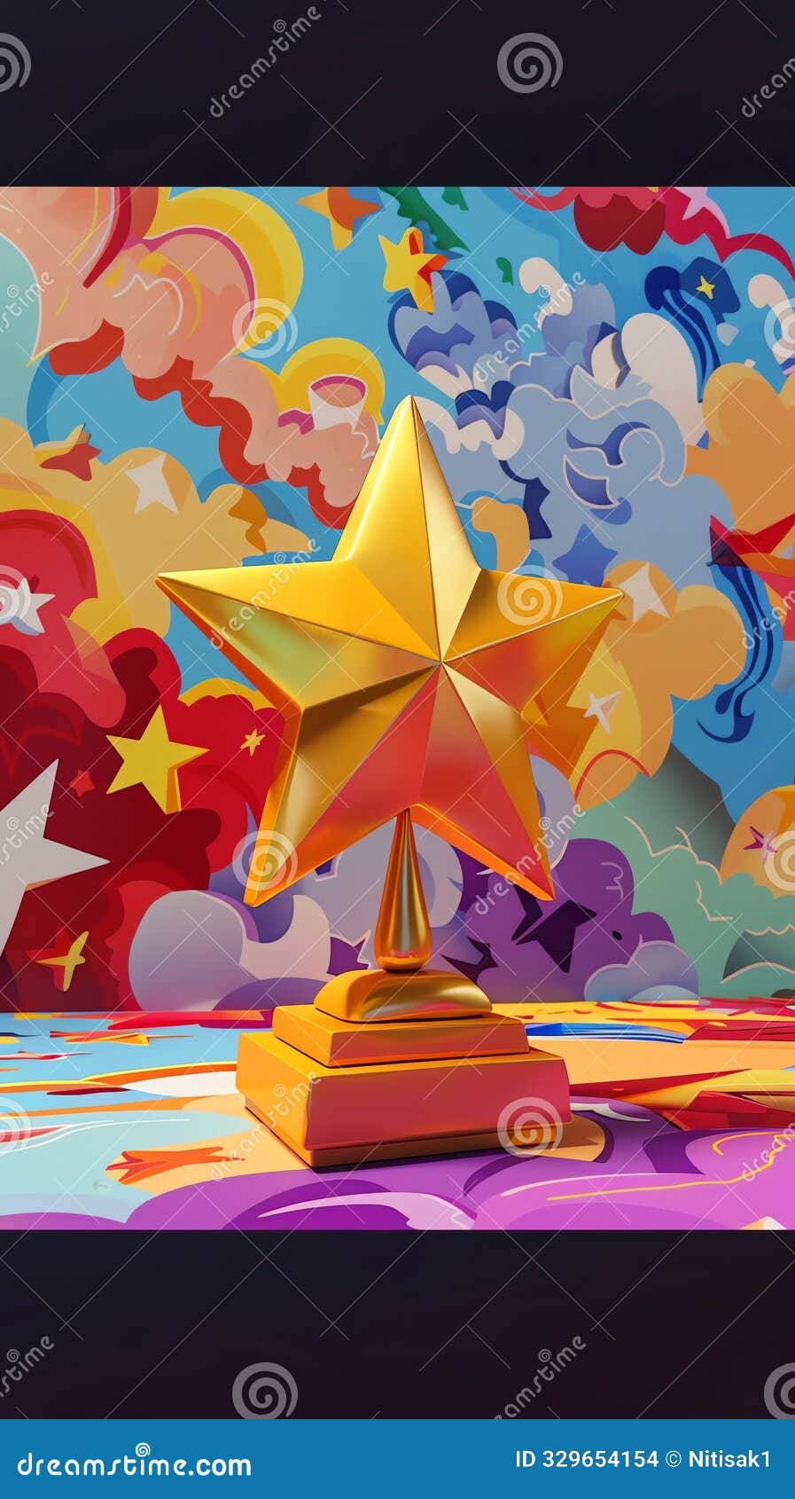 6 3D Model of a Star Icon with a Vibrant Illustrated Background Stock ...