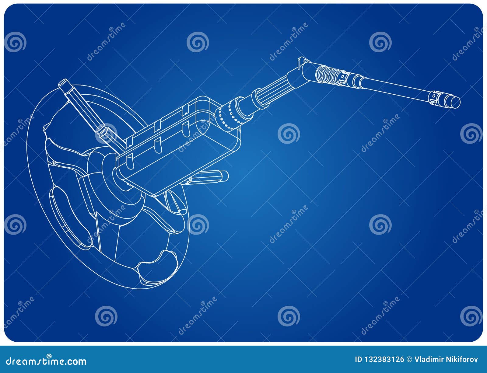 3d Model of the Steering Column on a Blue Stock Vector - Illustration ...