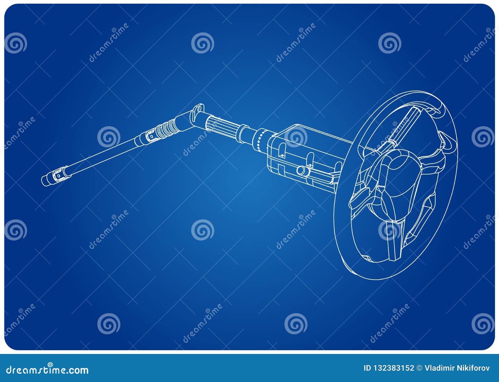 3d Model of the Steering Column on a Blue Stock Vector - Illustration ...