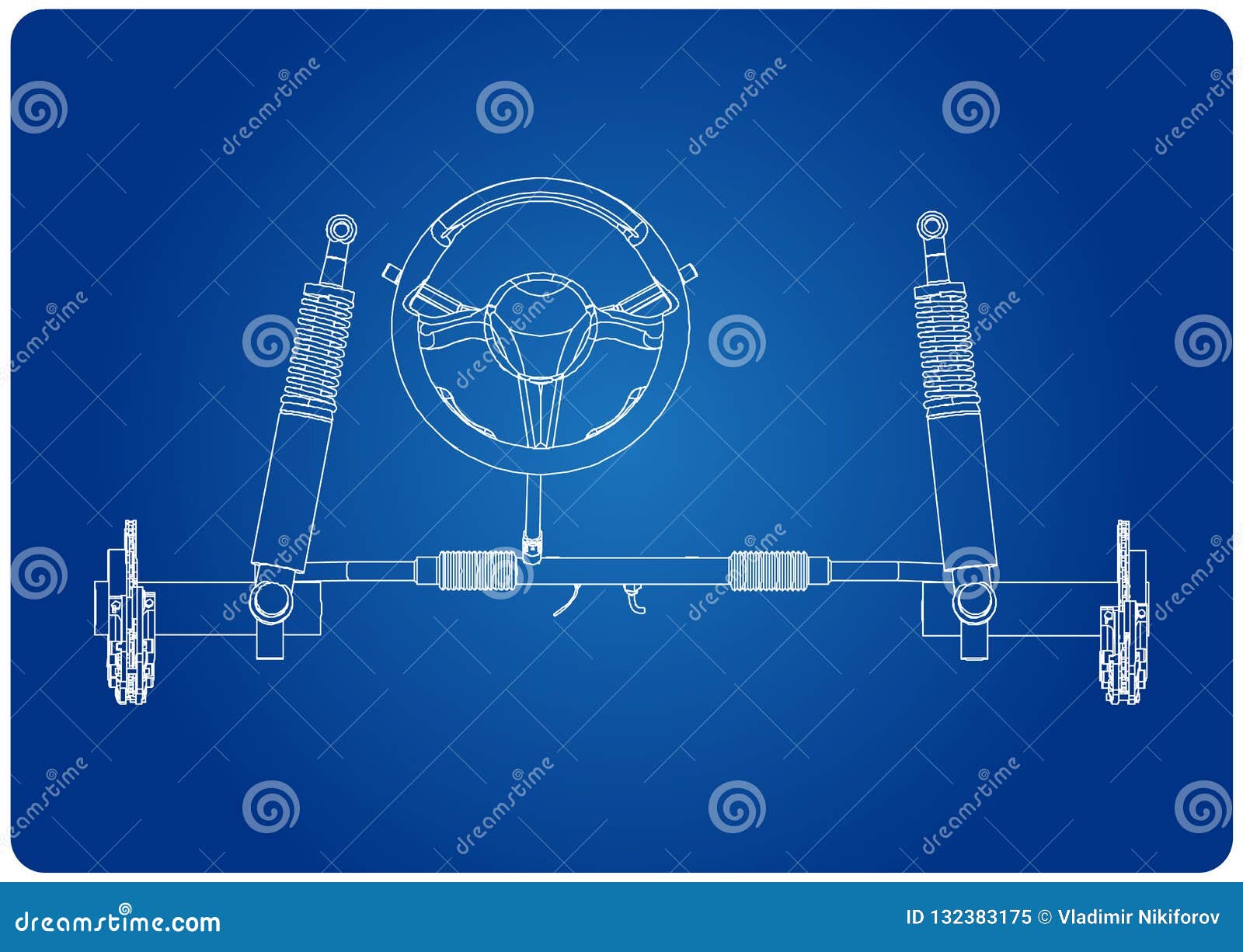 3d Model of Steering Column and Car Suspension on Blue Stock Vector ...