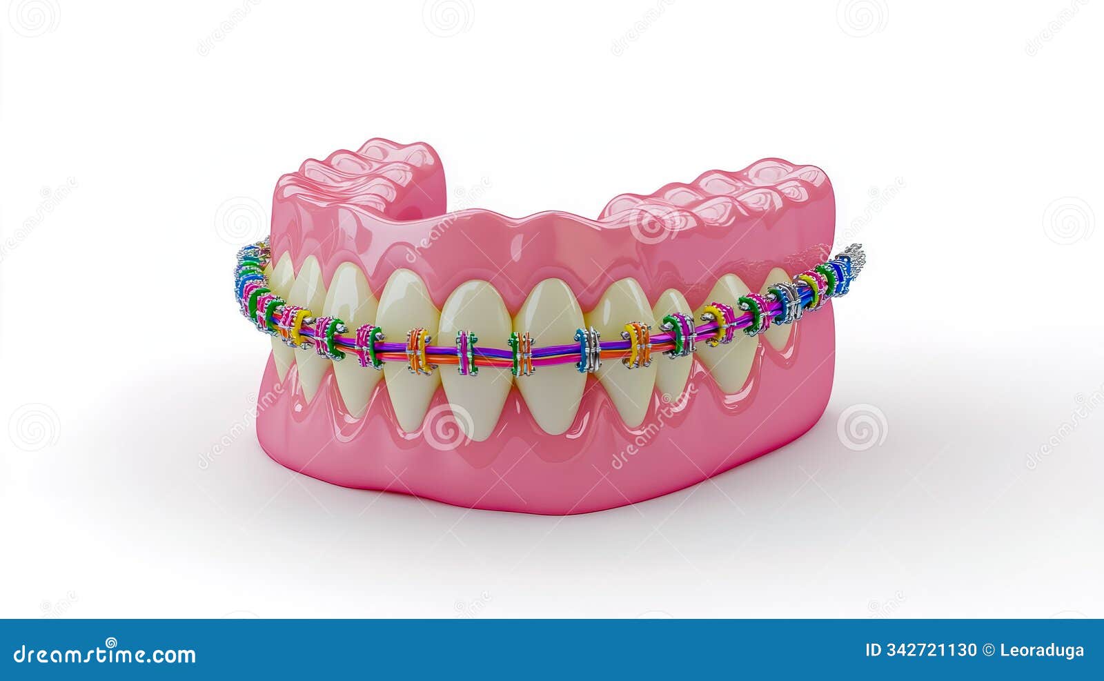 3D Model of Teeth with Orthodontic Braces, Isolated on a White ...