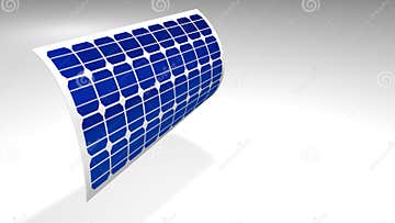 Thin Flexible Solar Panel Bending Over White Background - 3D ...