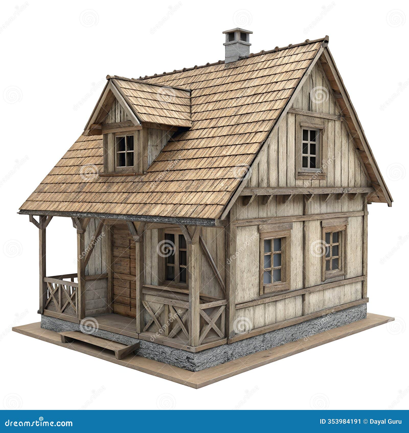 3D Model of Tiny House Isolated on White Background Stock Illustration ...