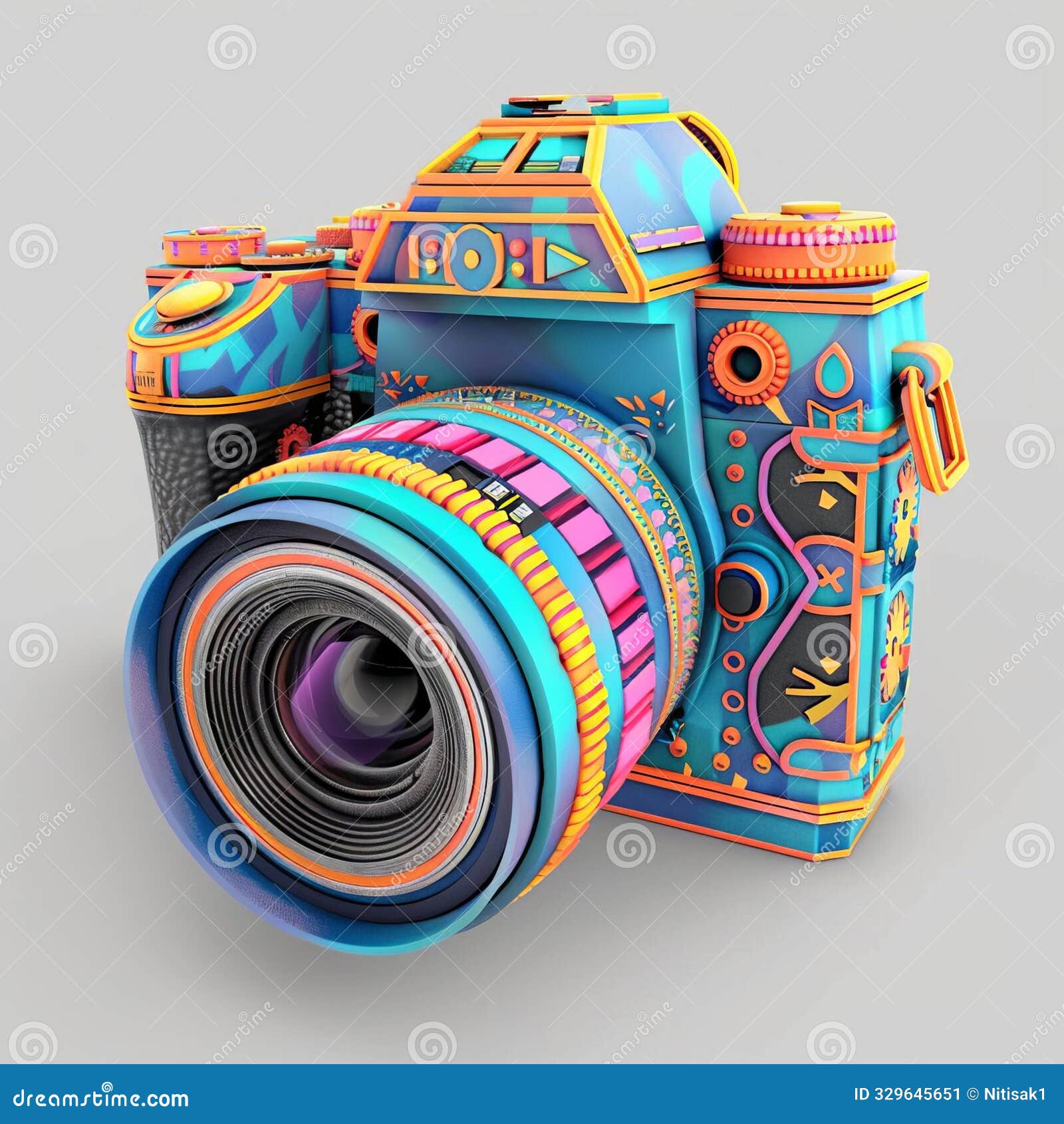 2 3D Model of a Vibrant Camera Icon with Detailed Textures Stock Image ...