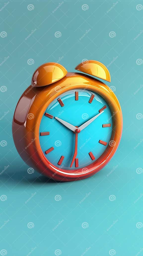 40 3D Model of a Vibrant Clock Icon with Smooth Textures Stock ...