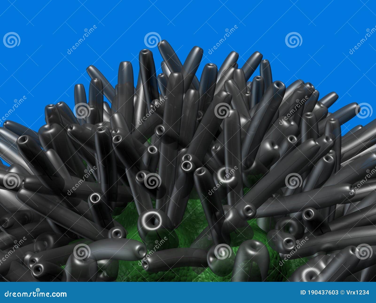 3d Model Of Virus , Bacteria . Spherical Shape With Micro Tubes ...