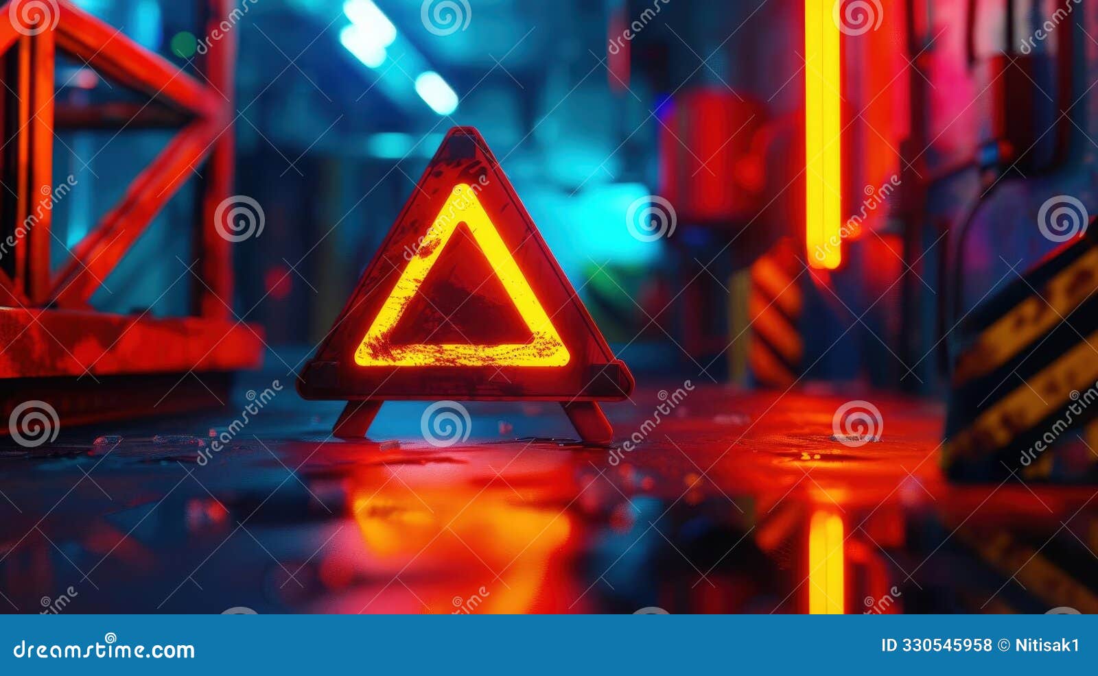 3D Model of a Warning Sign Icon Representing Risk Management with a ...