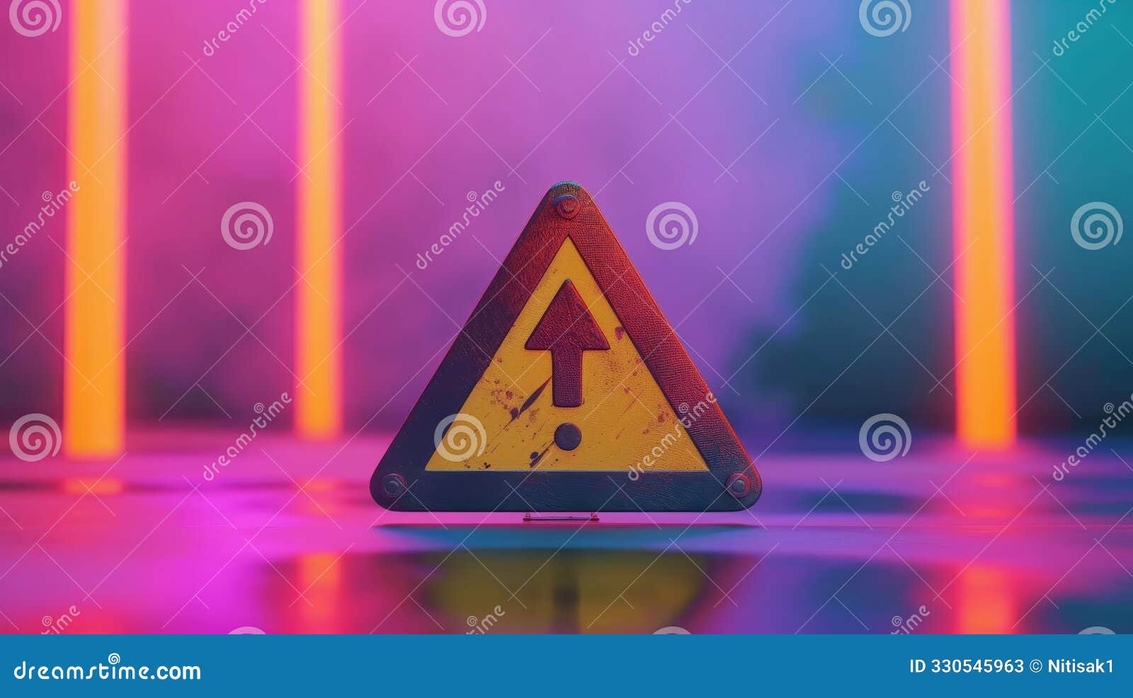 3D Model of a Warning Sign Icon Representing Risk Management with a ...