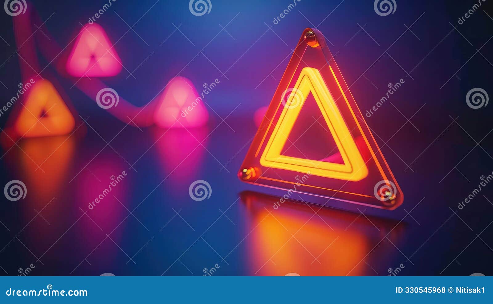 3D Model of a Warning Sign Icon Representing Risk Management with a ...