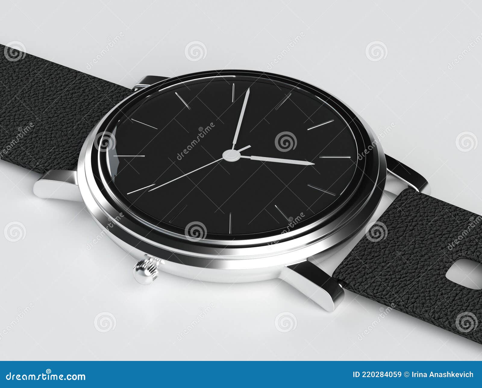 3d Model of Watches with a Black Strap in a Minimalist Style. Three ...