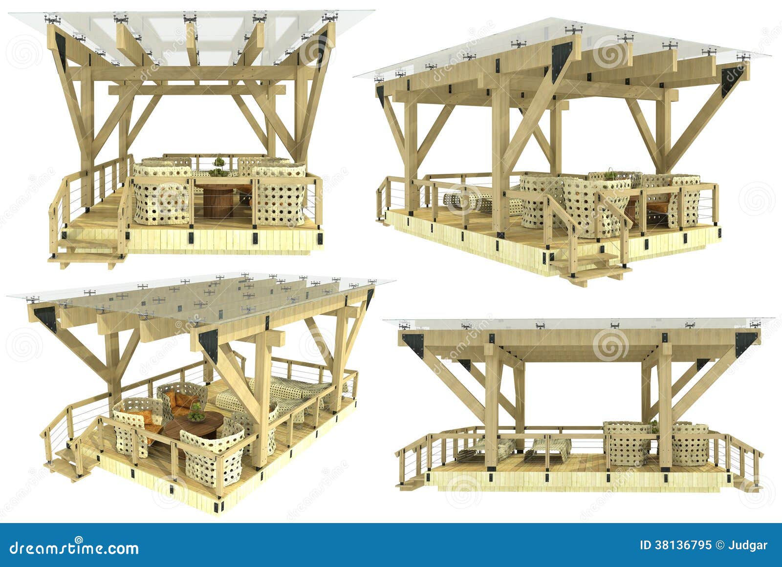 3D Model Of A Kiosk For Sales In An Octagonal Fair With Chairs For ...