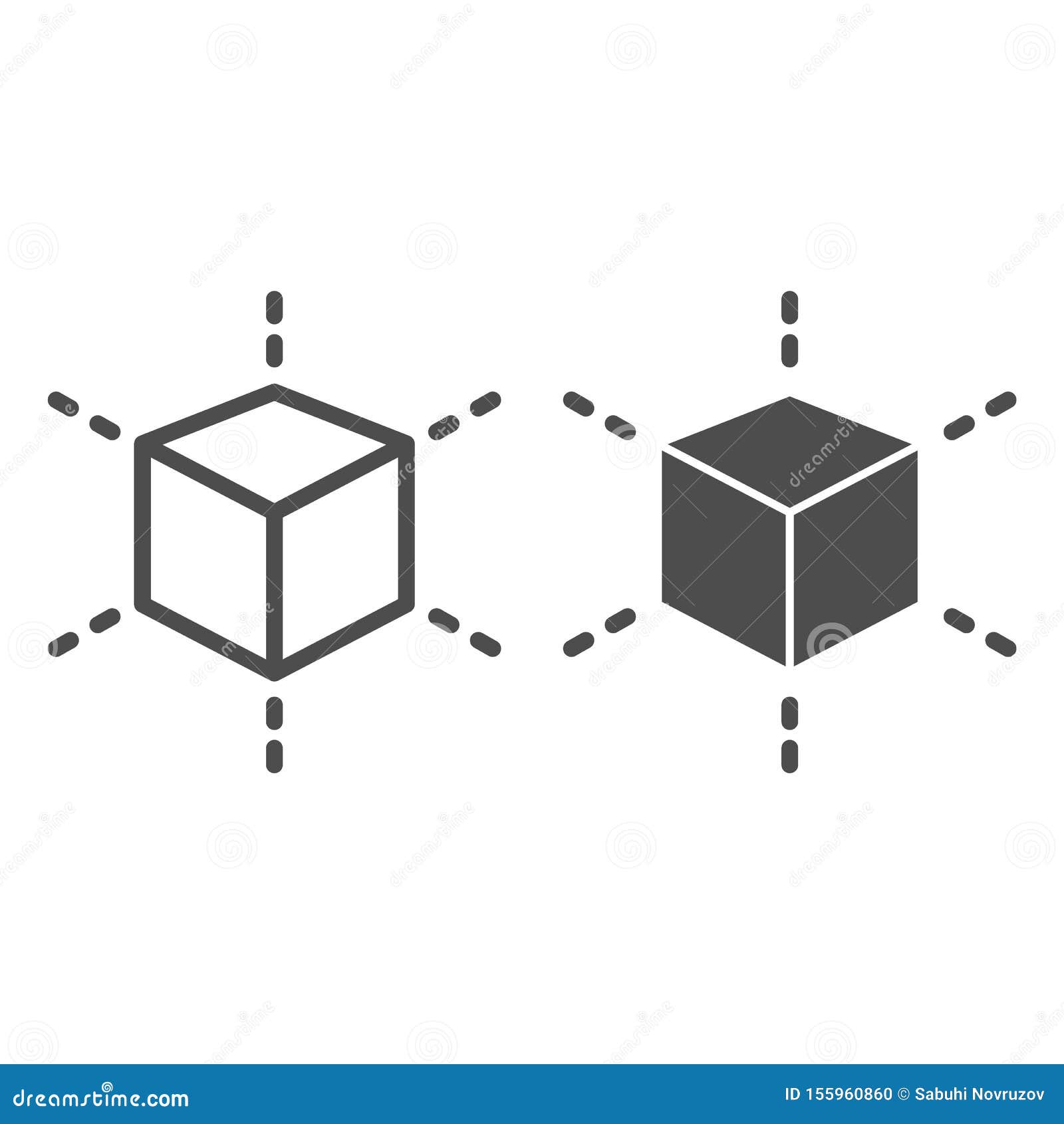 3D Modeling Cube Line Icon. Square Model Vector Illustration Isolated ...