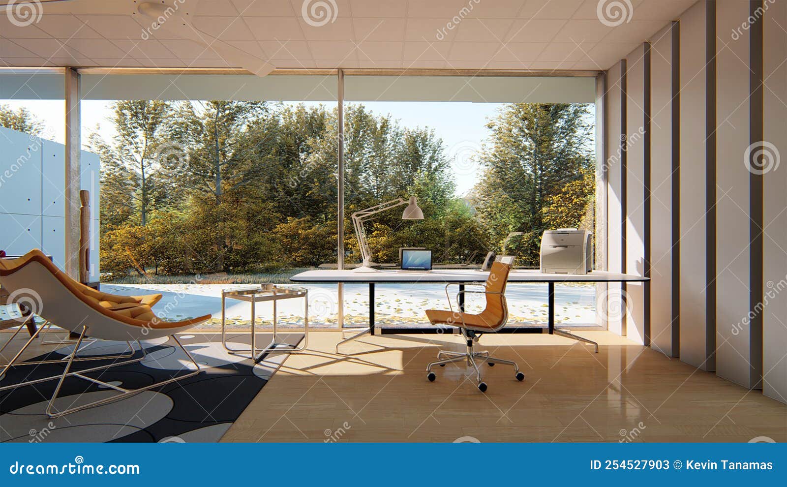 Modern Minimalist Workspace in Home Rendering - Lumion. Stock Image ...