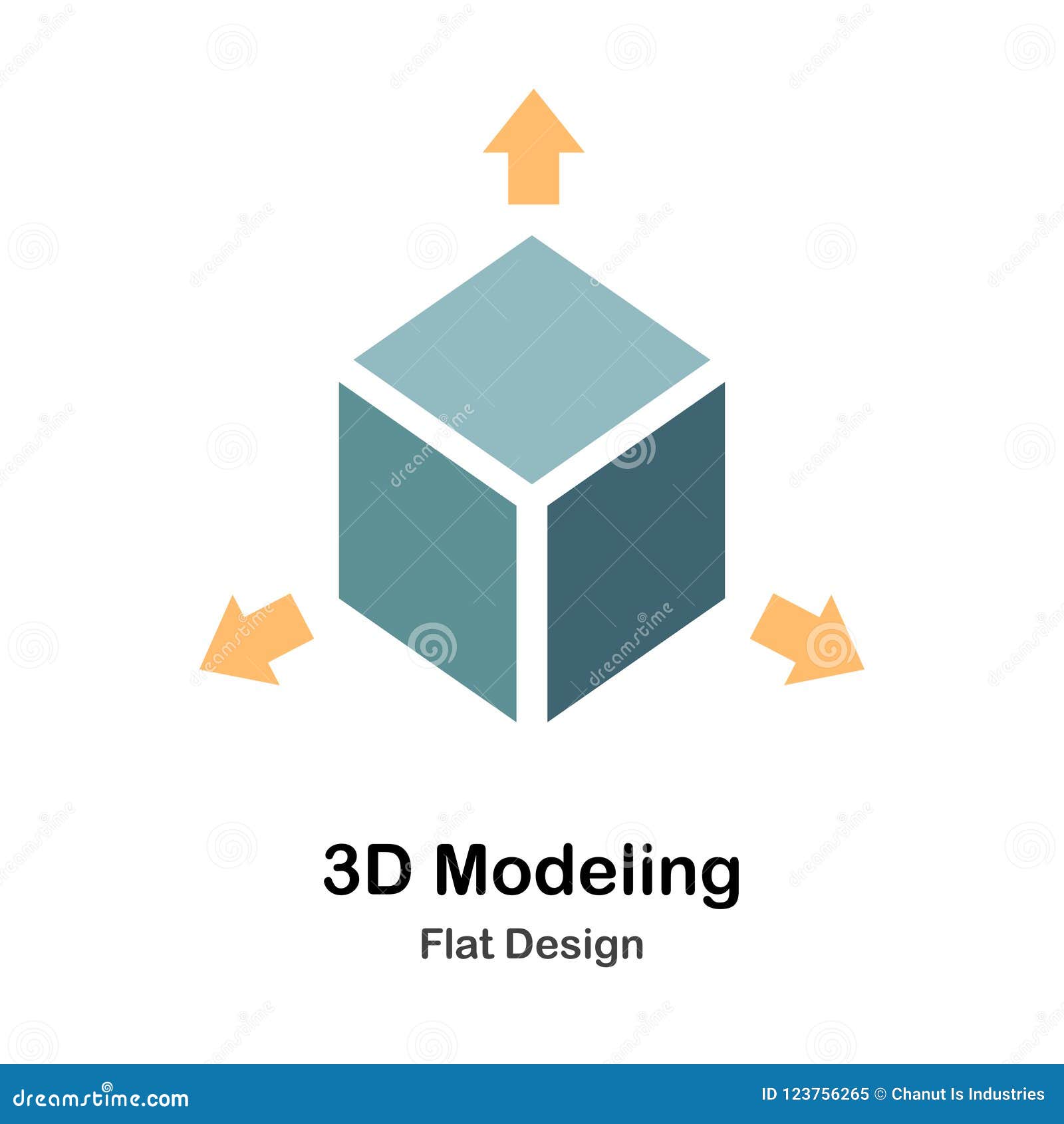 3D Modeling Flat Icon stock vector. Illustration of digital - 123756265