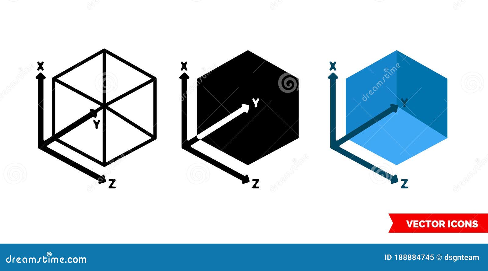 3D Modeling Icon of 3 Types. Isolated Vector Sign Symbol. Stock Vector ...