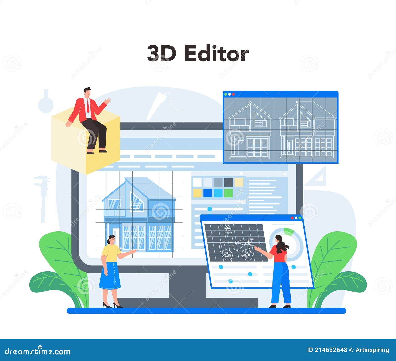 3D Modeling Online Service or Platform. Digital Drawing Stock Vector ...