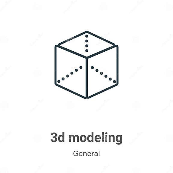 3d Modeling Outline Vector Icon. Thin Line Black 3d Modeling Icon, Flat ...