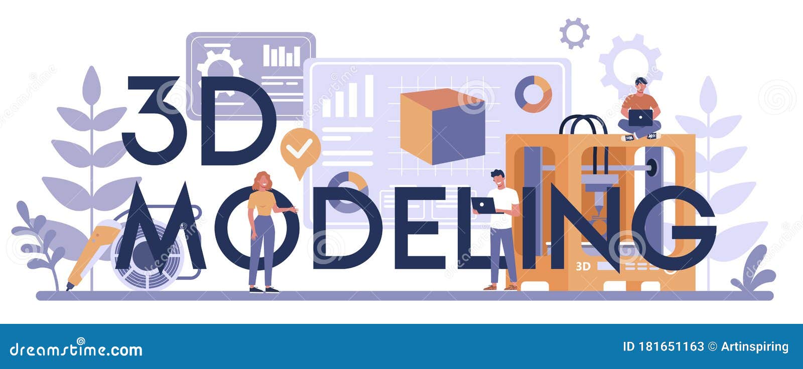 3D Modeling Technology Typographic Header Concept. 3D Printer Stock ...