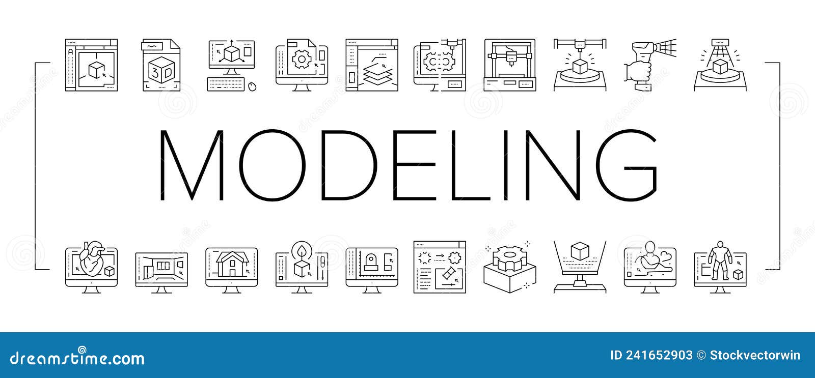 3d Modelling Software and Device Icons Set Vector . Stock Vector ...