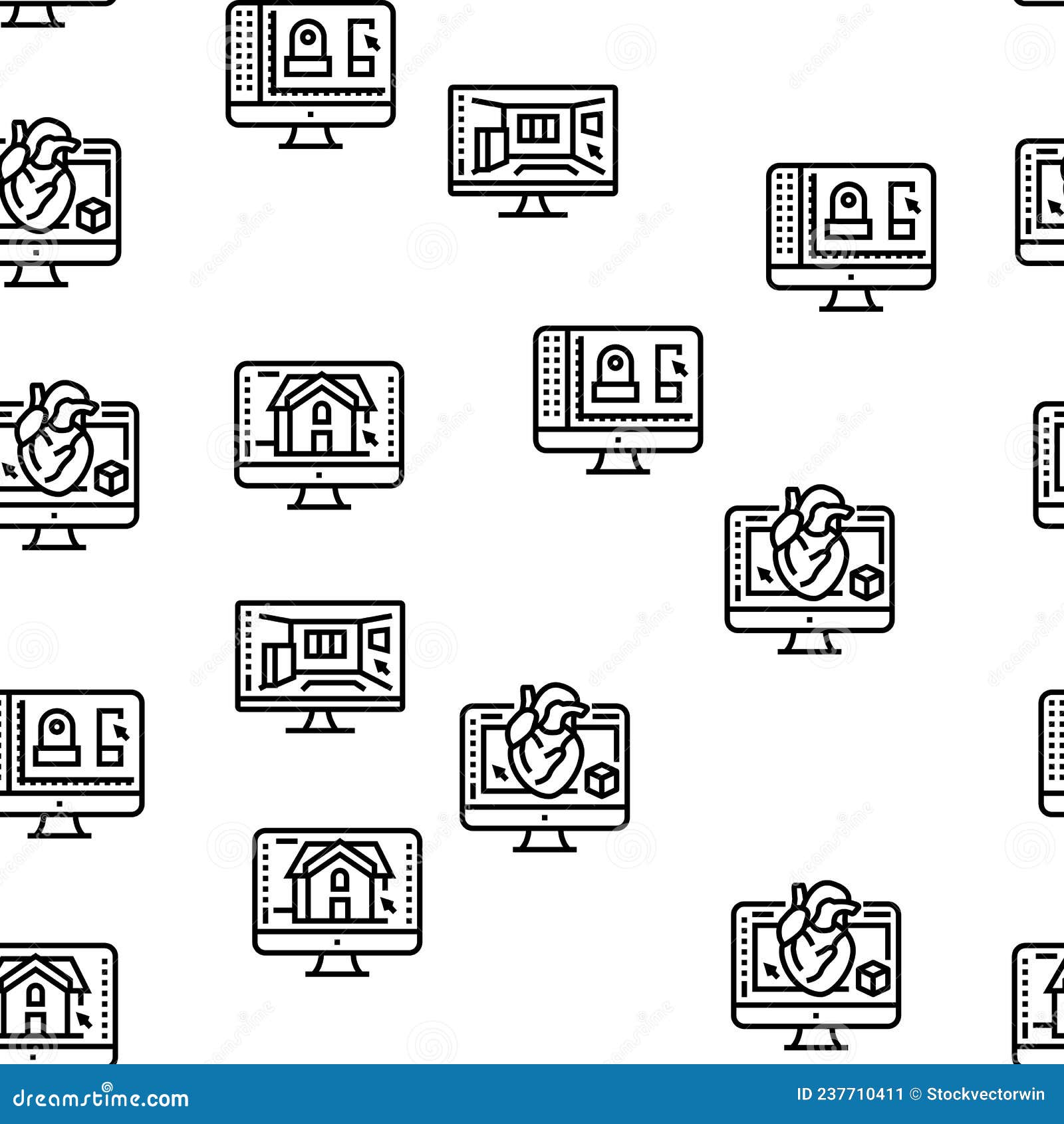 3d Modelling Software and Device Vector Seamless Pattern Stock Vector ...