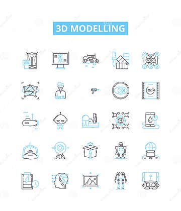 3d Modelling Vector Line Icons Set. 3D, Modelling, Modeling, CAD ...