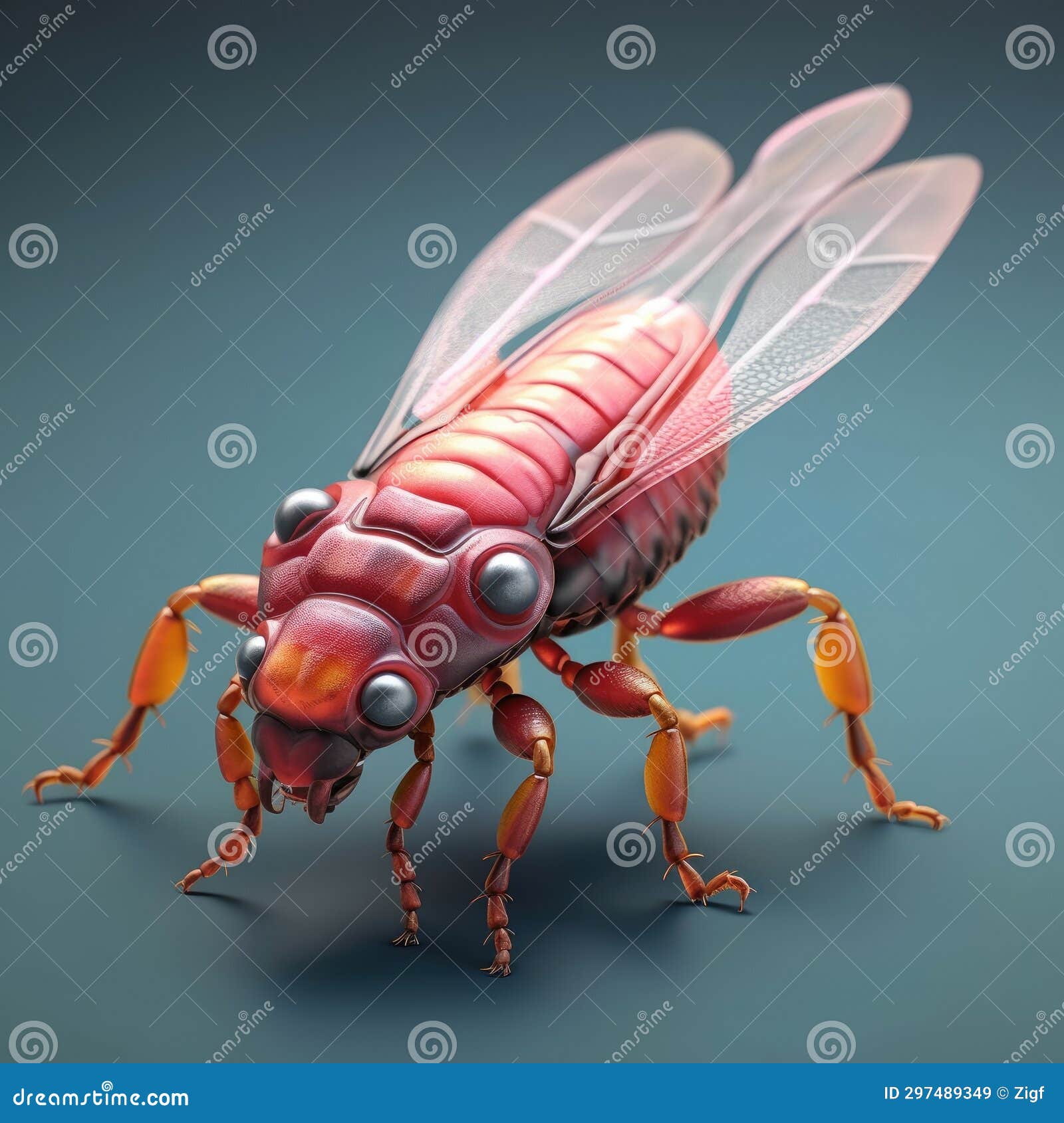 3d Modelo De Bug Vermelho Com Asas Ilustração Stock - Ilustração de ...