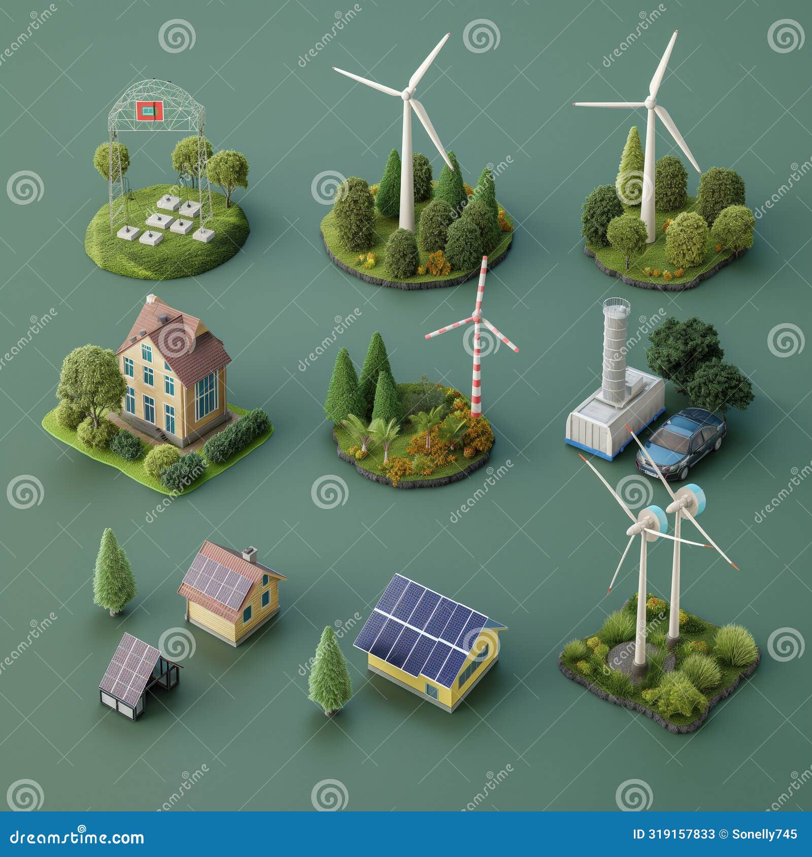 3D Models of Alternative Energy Sources Stock Illustration ...