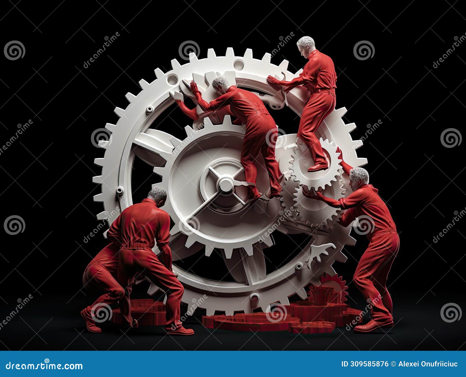 3d Models People Red and White at Work Stock Illustration ...