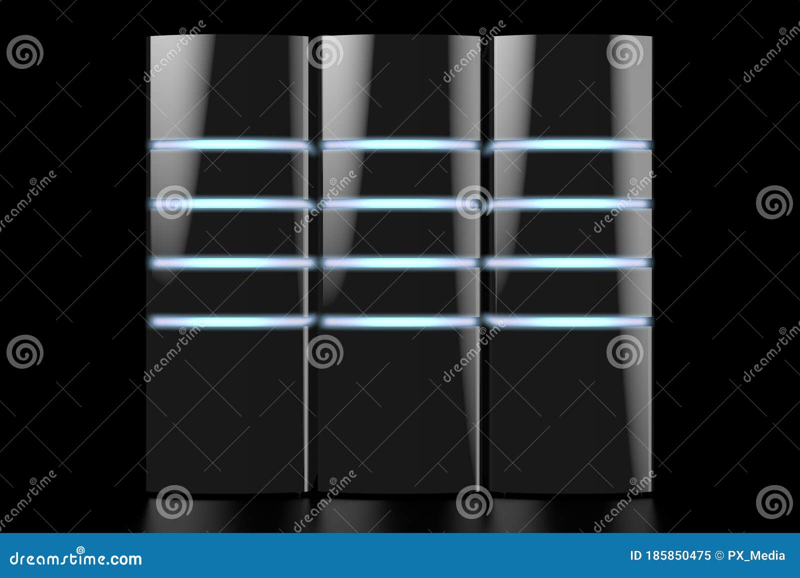 3D Modern Black Servers with LED Lights - Great for Topics Like Data ...