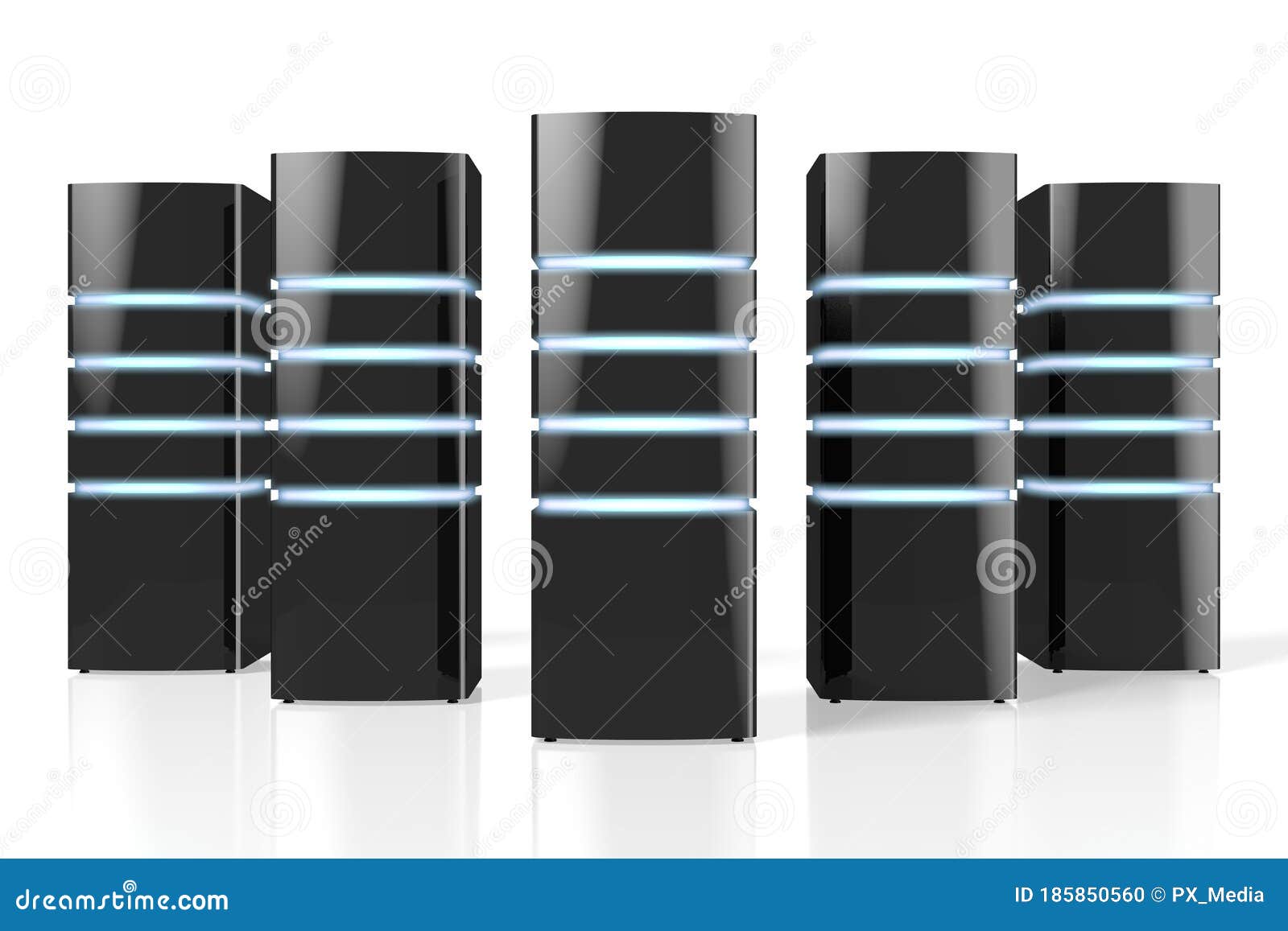 3D Modern Black Servers with LED Lights - Great for Topics Like Data ...