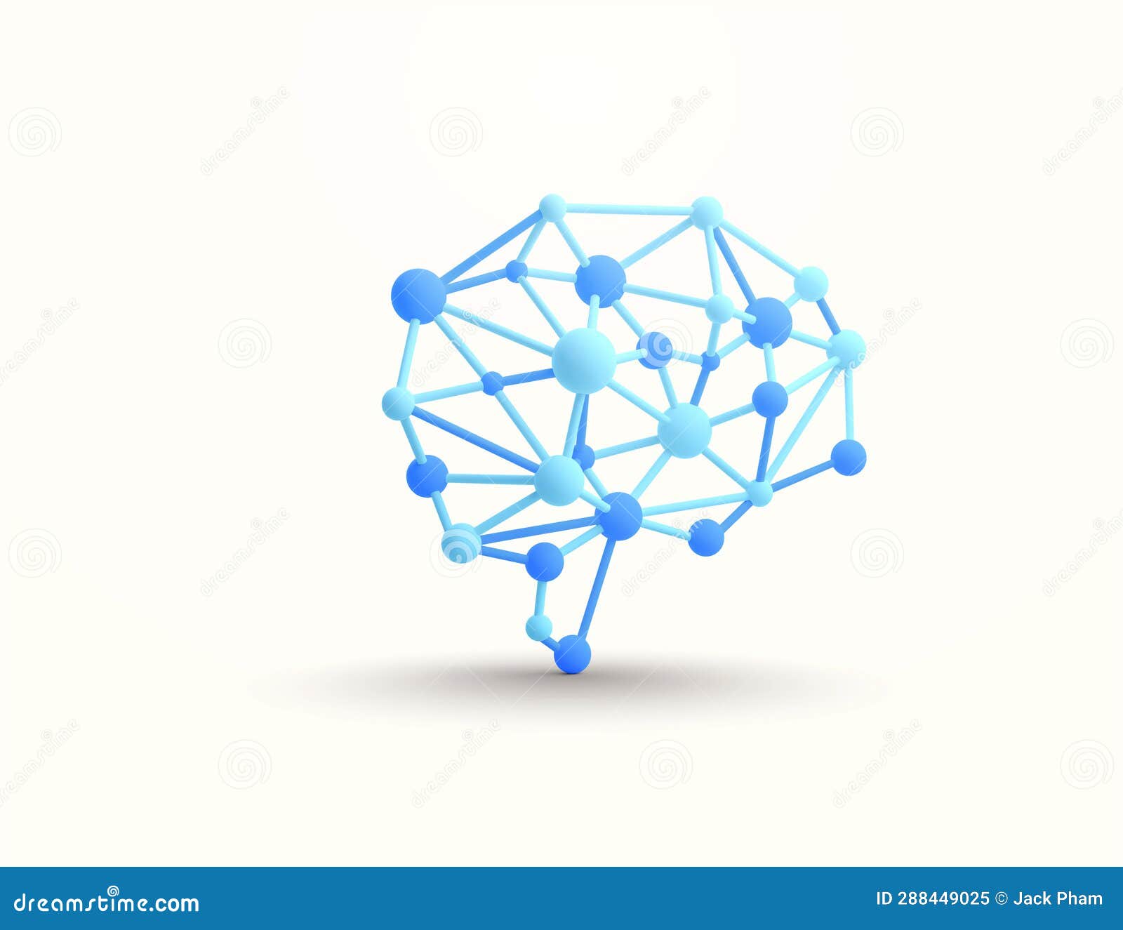 3d Modern Brain Link Connected Point Logo Vector. Digital Human Brain ...