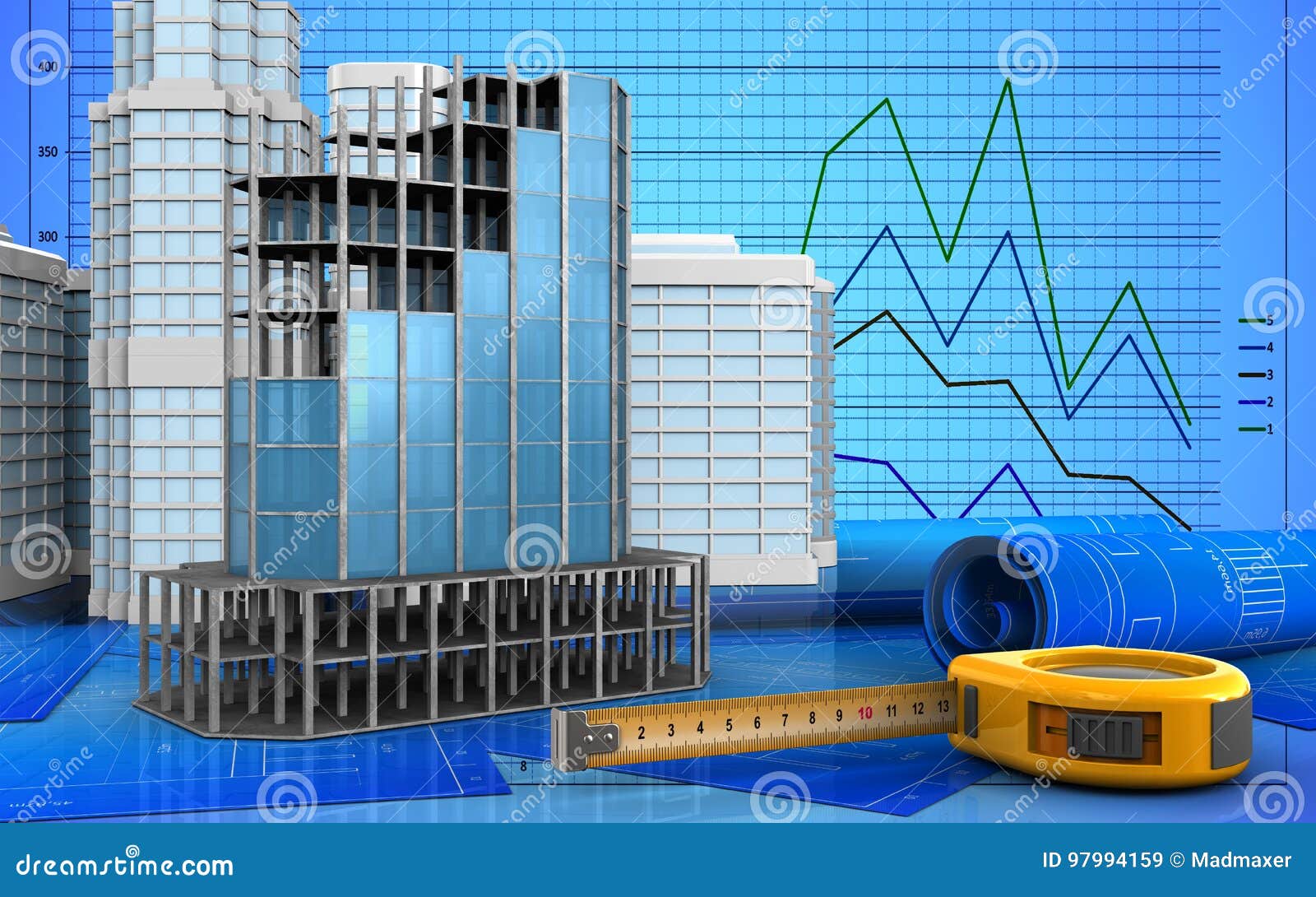 3d of Modern Building Frame Stock Illustration - Illustration of ...