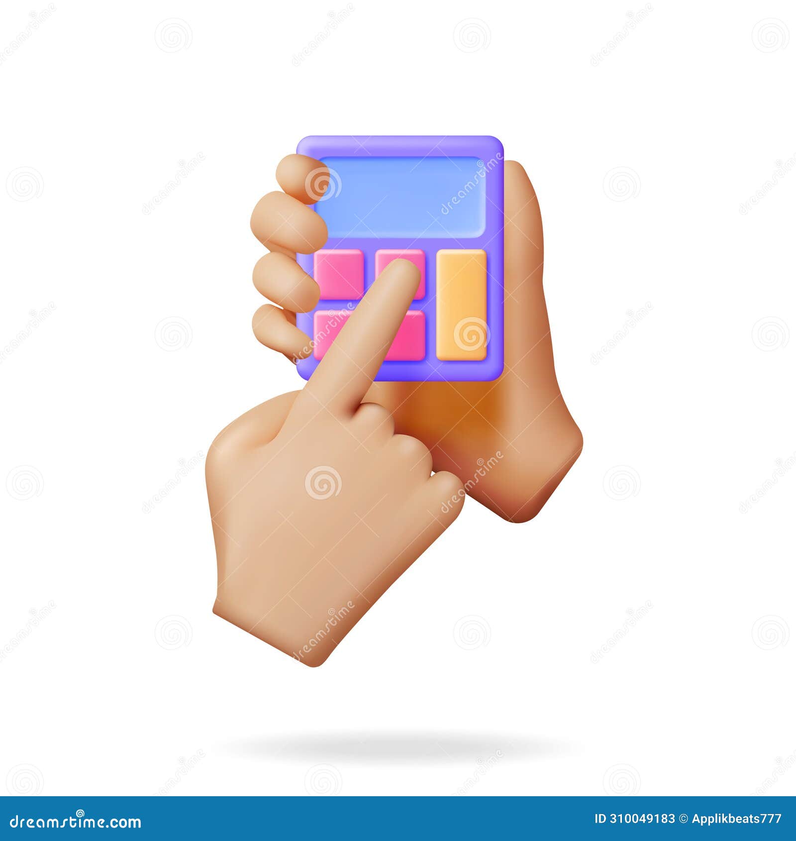 3D Modern Calculator and Hand Stock Vector - Illustration of keyboard ...