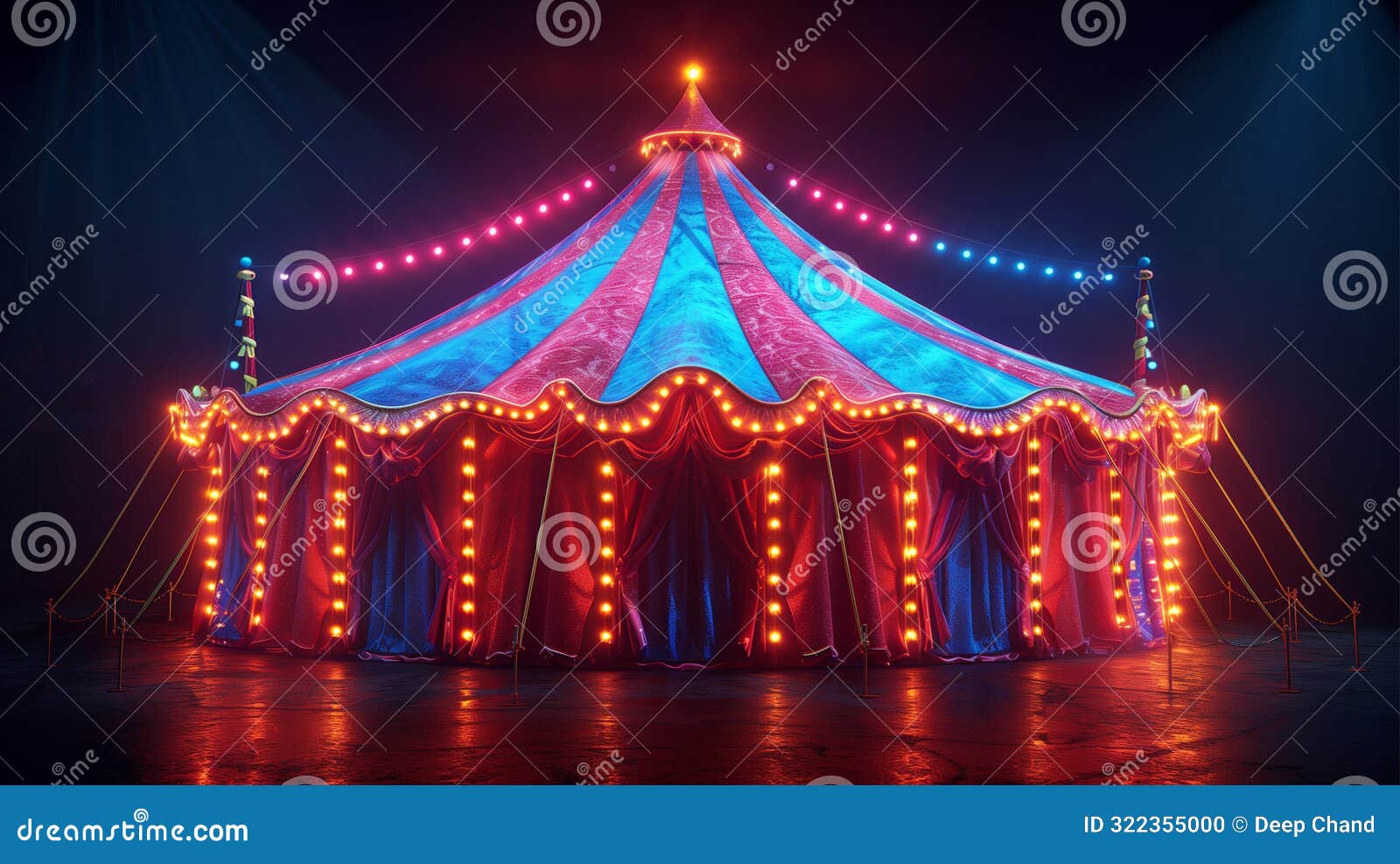 Modern Circus Tent Cartoon Illustration Red Orange Blue Stock Image ...