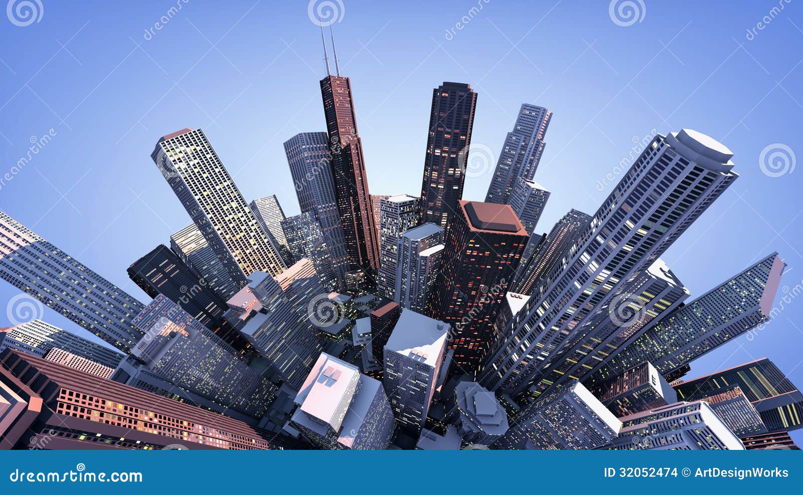 3D modern city stock illustration. Illustration of conceptual - 32052474
