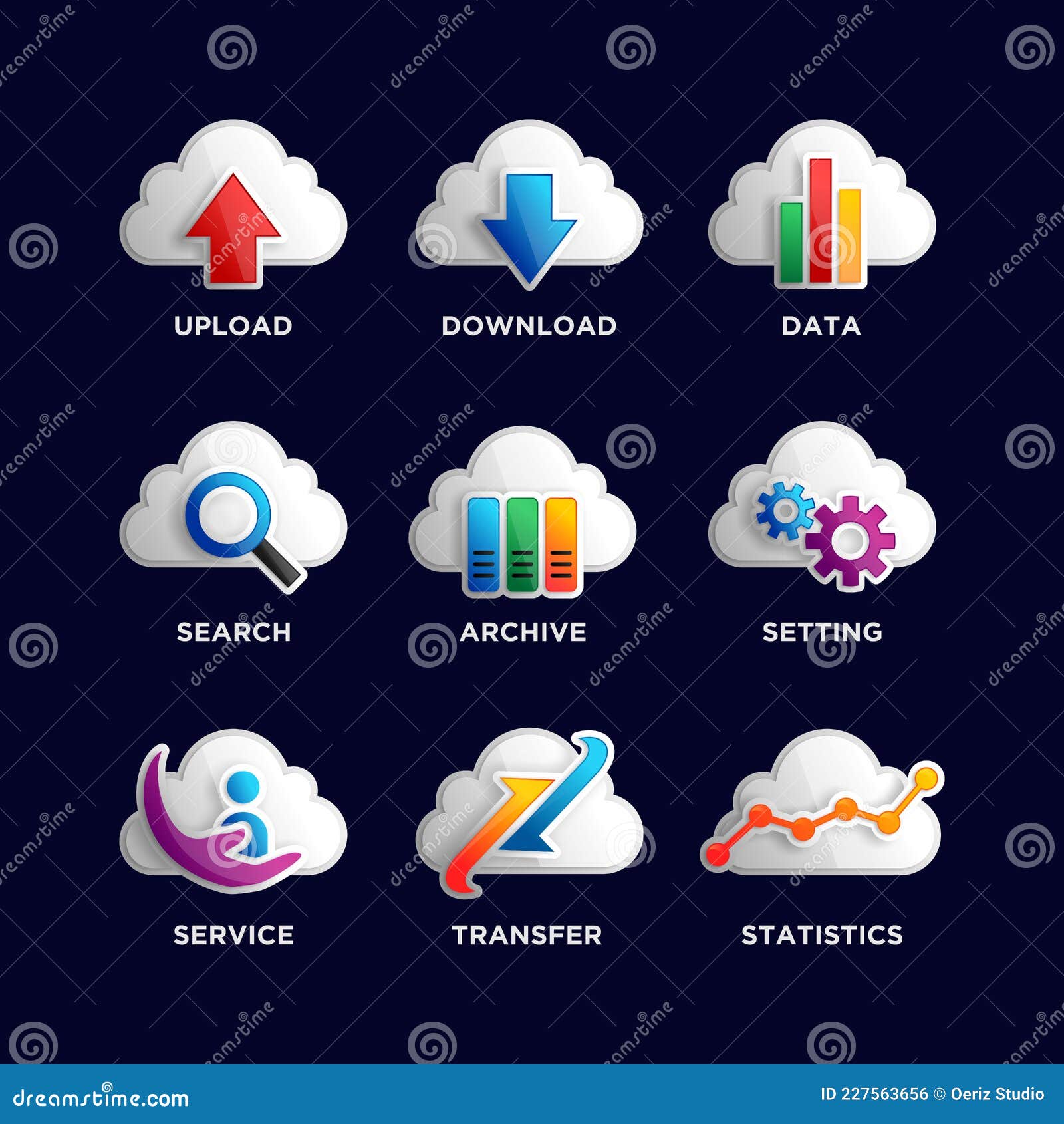 3D MODERN CLOUD ICON LOGO BUNDLE VECTOR FILE Stock Vector ...