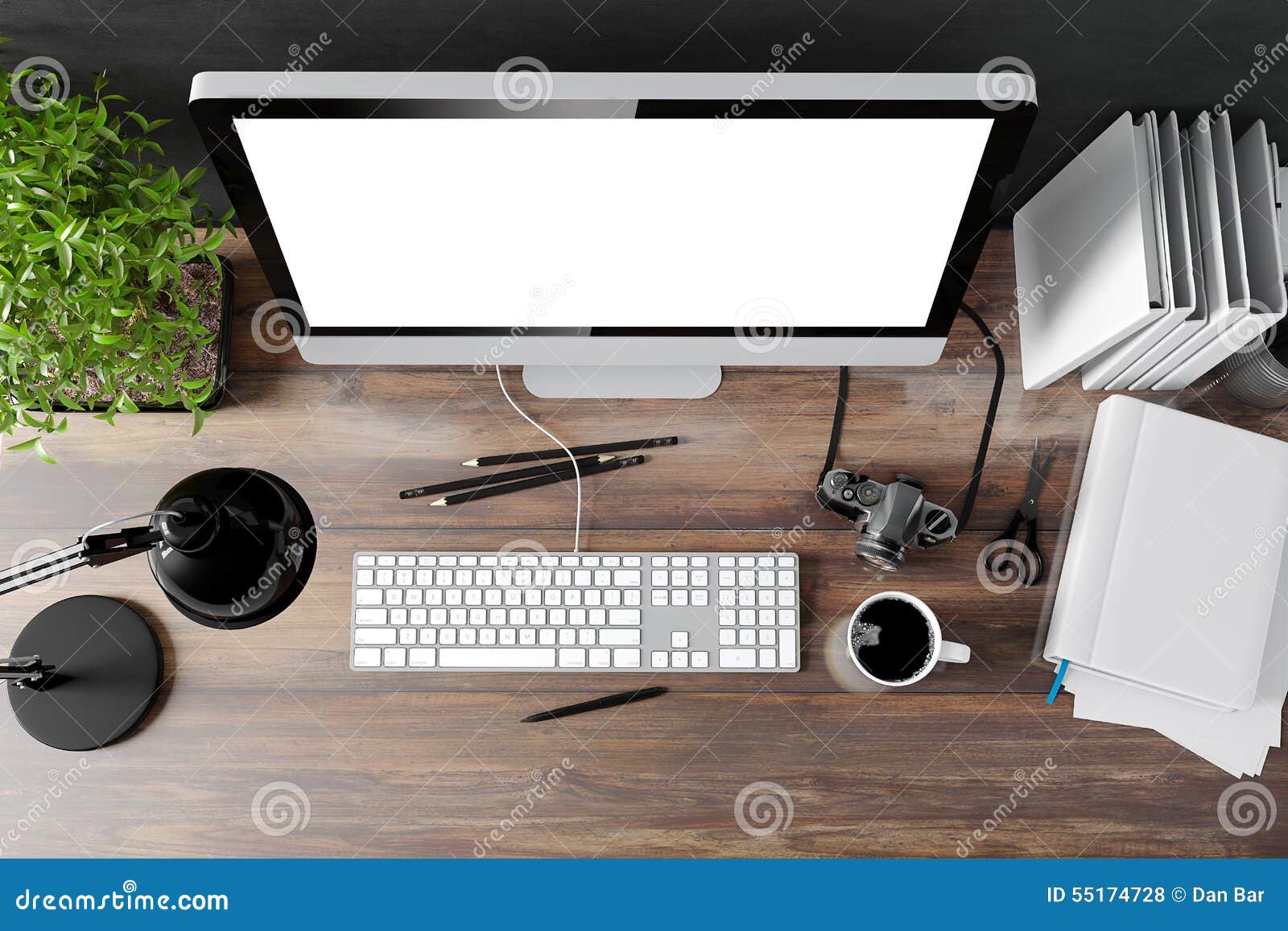3d Modern Computer Workplace Stock Illustration - Illustration of ...