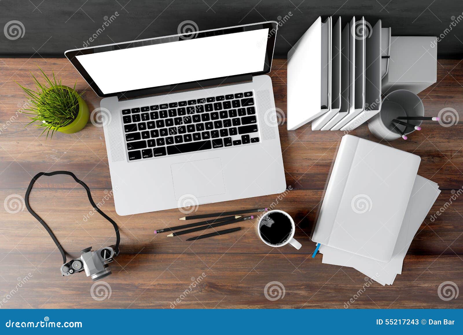 3d Modern Computer Workplace Stock Illustration - Illustration of ...