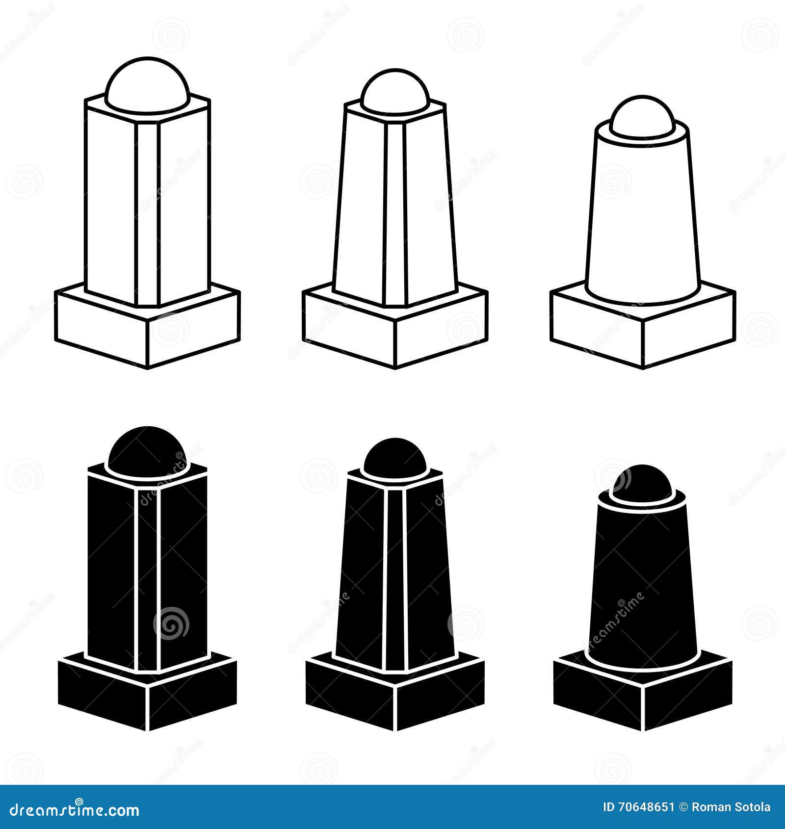 3d Modern Concrete Bollard Black Symbols Cartoon Vector | CartoonDealer ...