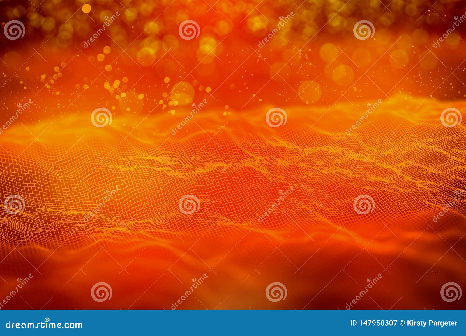 3D Modern Digital Landscape with Network Grid Stock Illustration ...